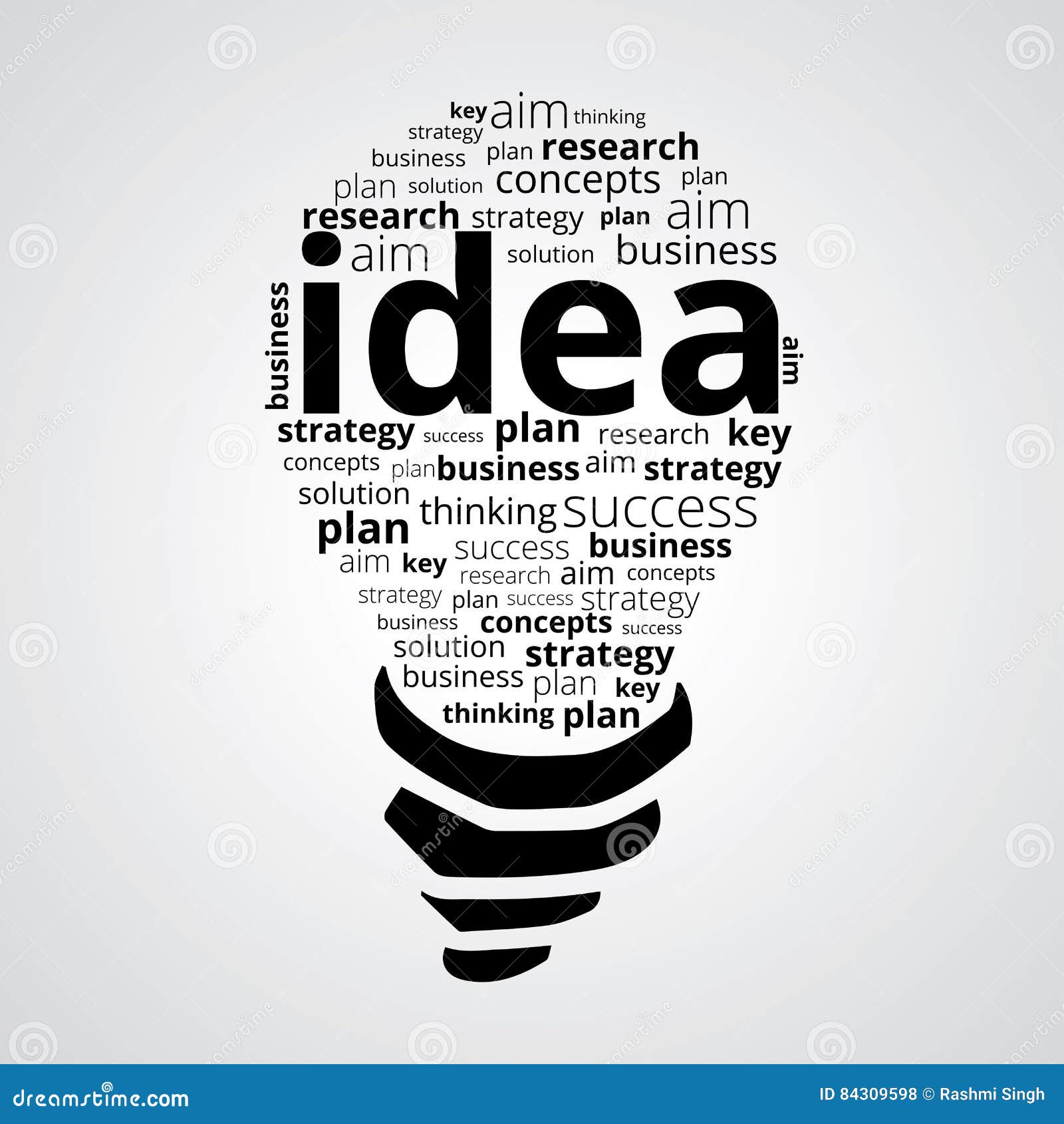 Idea Bulb Made by Typography. Stock Vector - Illustration of solution ...