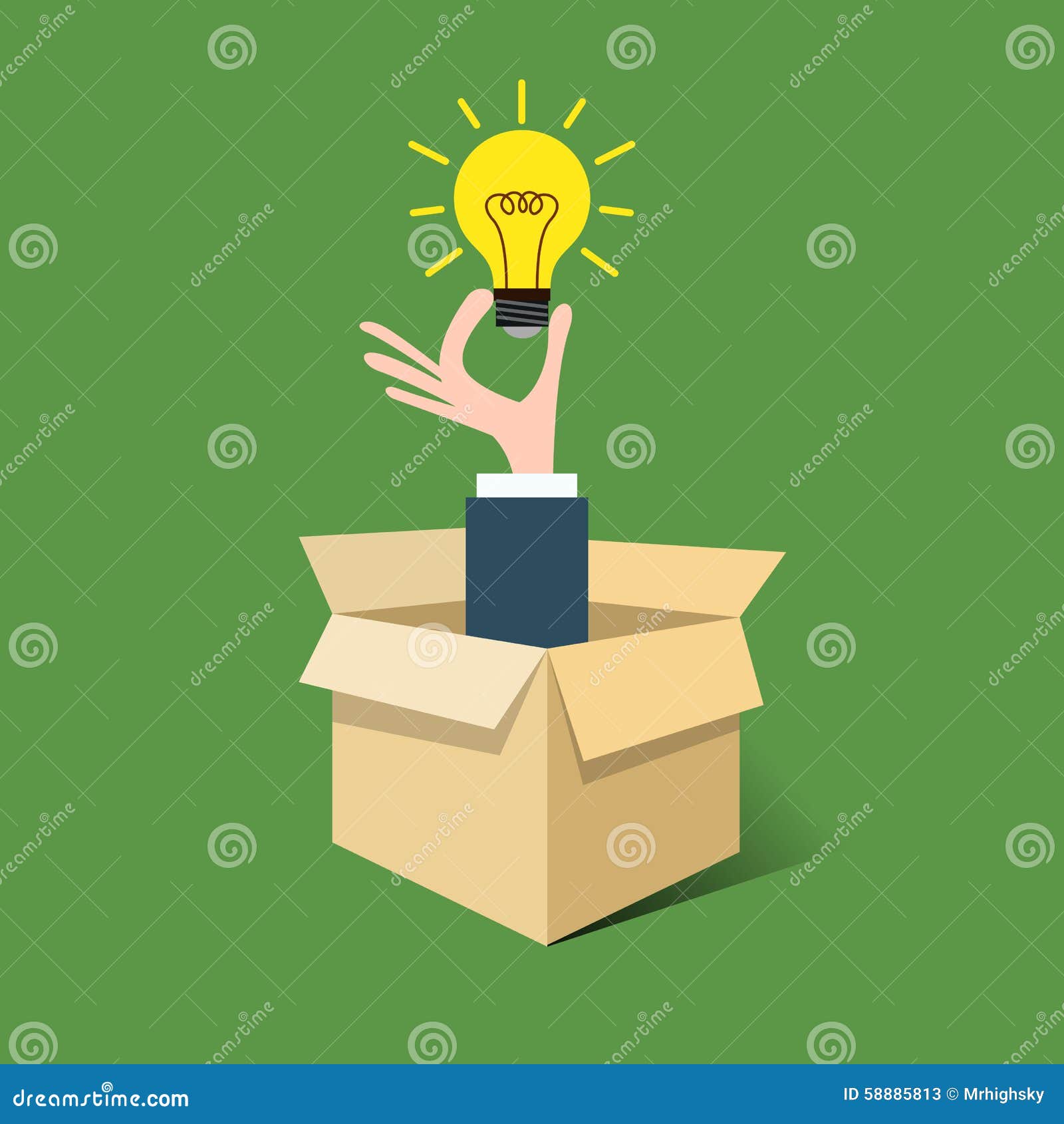 Idea bulb out of box stock vector. Illustration of concept - 58885813