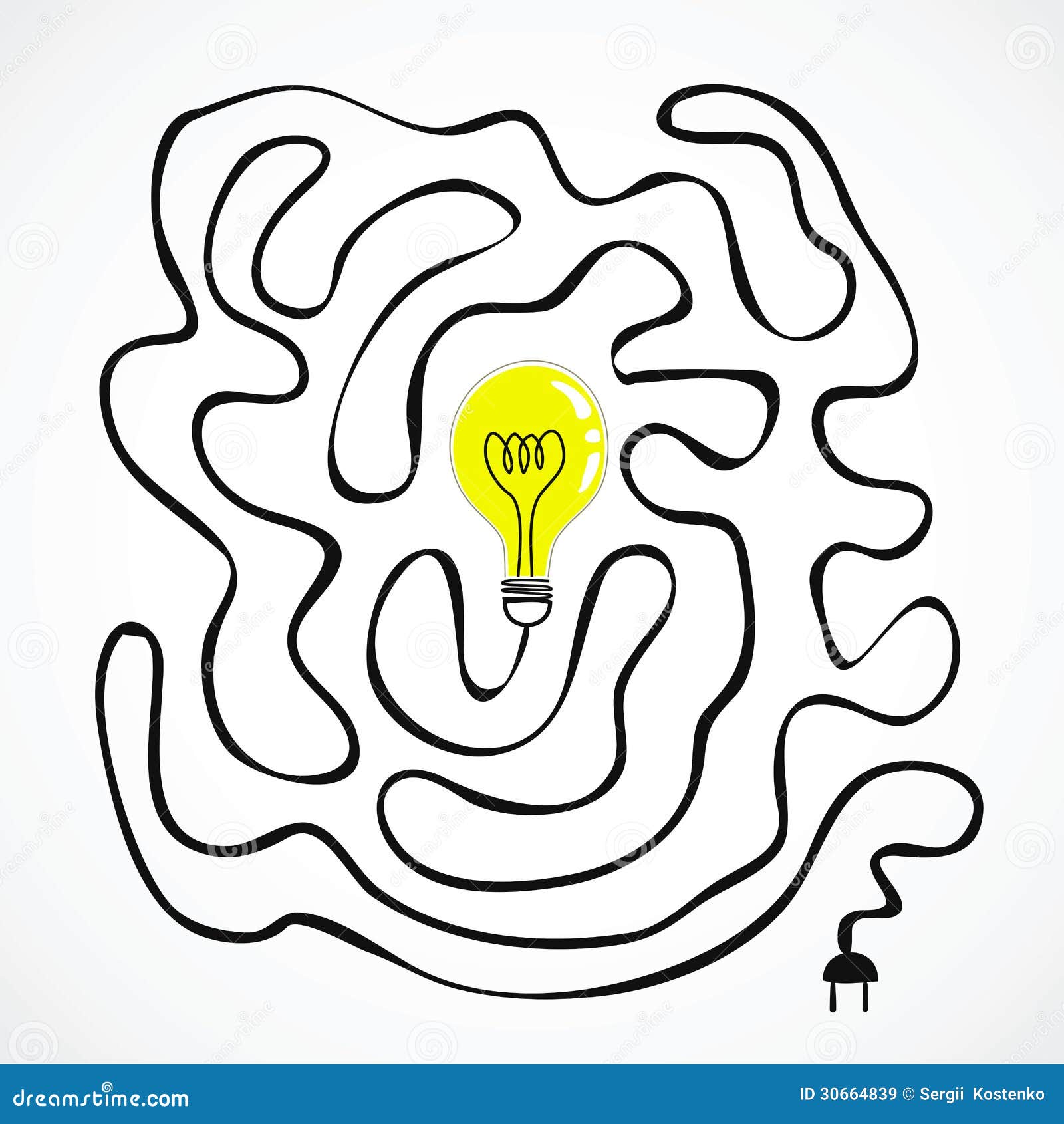 Labyrinth Of Electric Wires In The Form Of The Brain Cartoon Vector ...