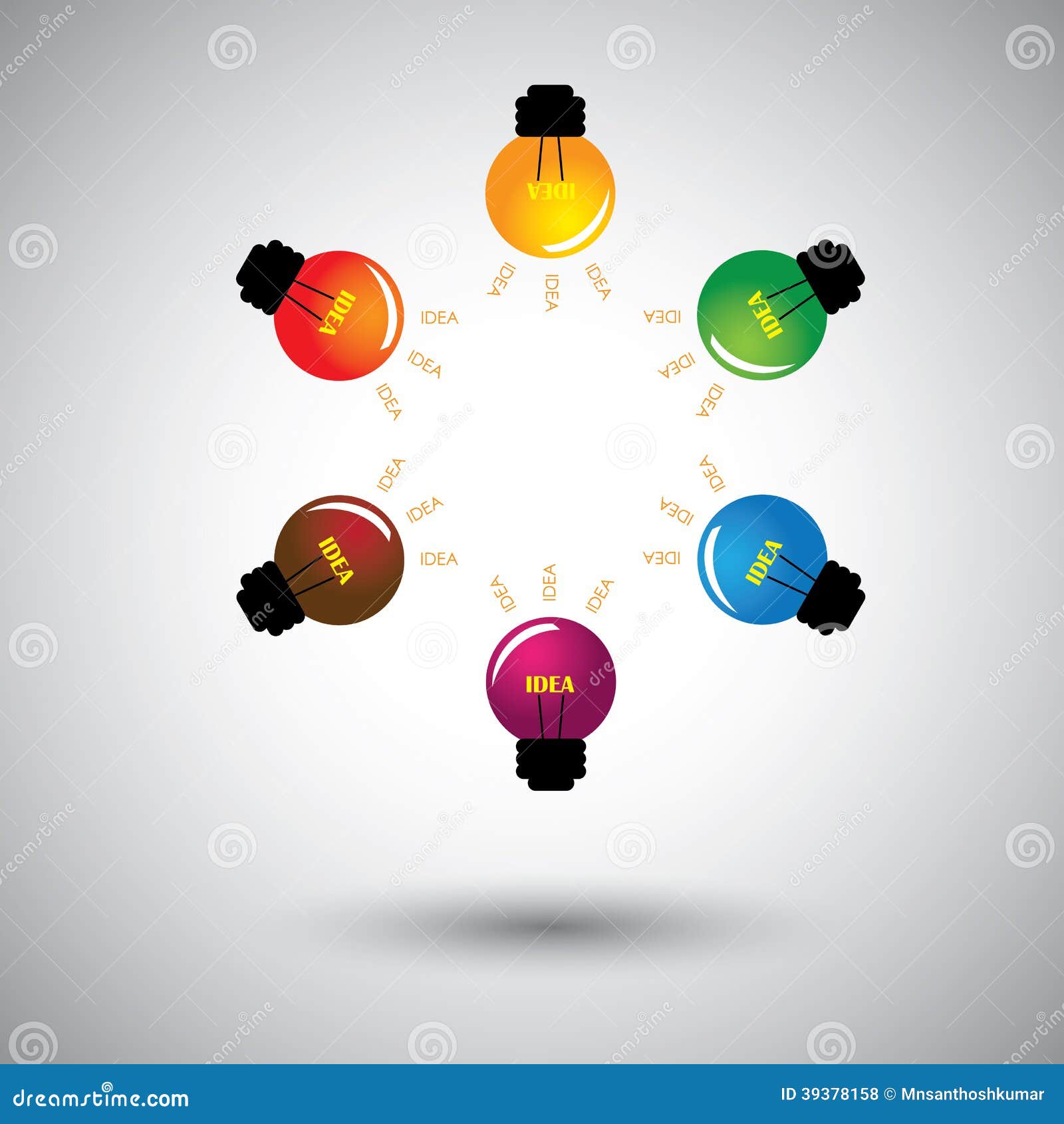 Idea Bulbs And Collaboration Brainstorming Vector Stock Vector