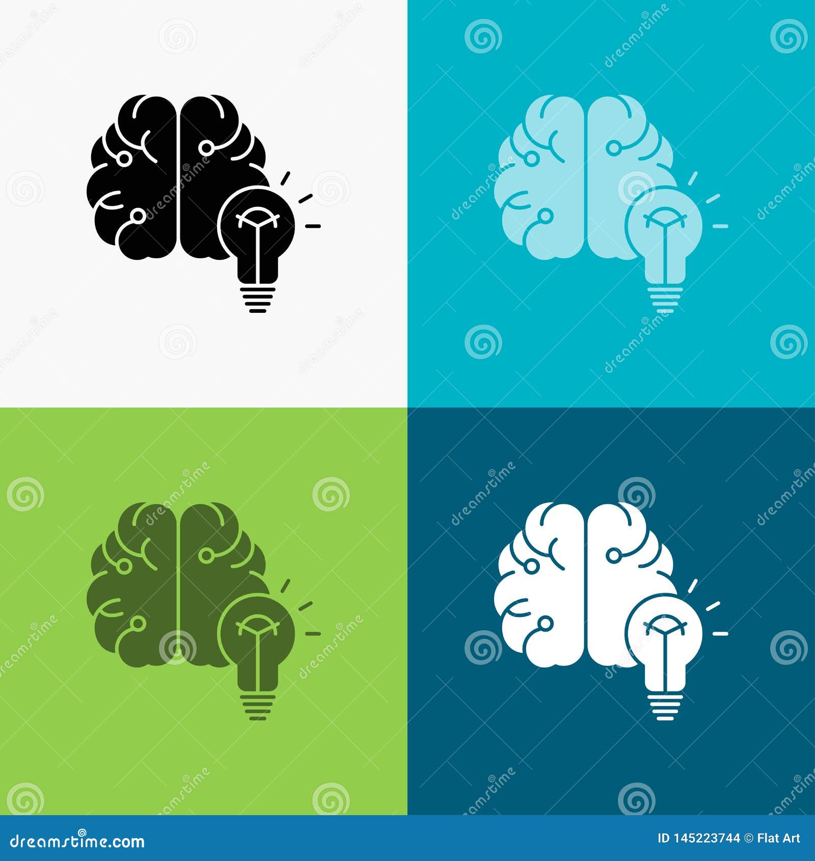 Idea, Business, Brain, Mind, Bulb Icon Over Various Background. Glyph ...