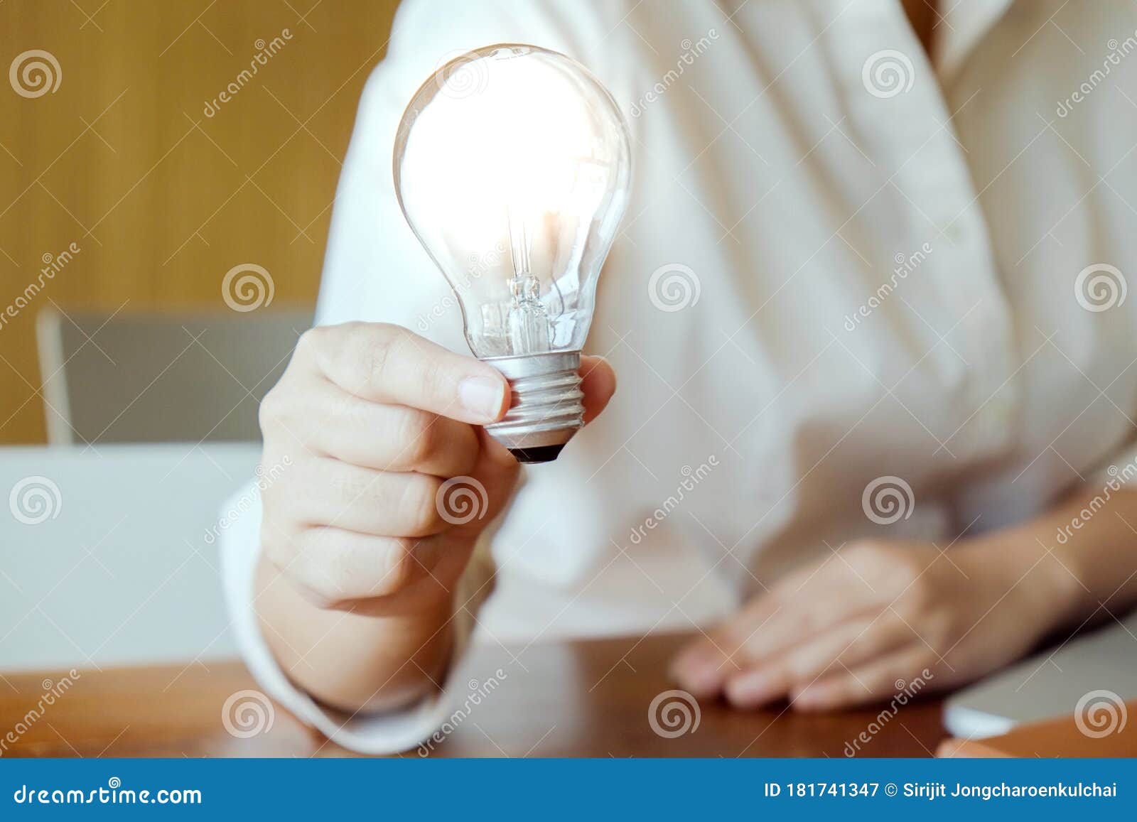 Idea of Business Person Holding Light Bulb Concept Creativity with ...