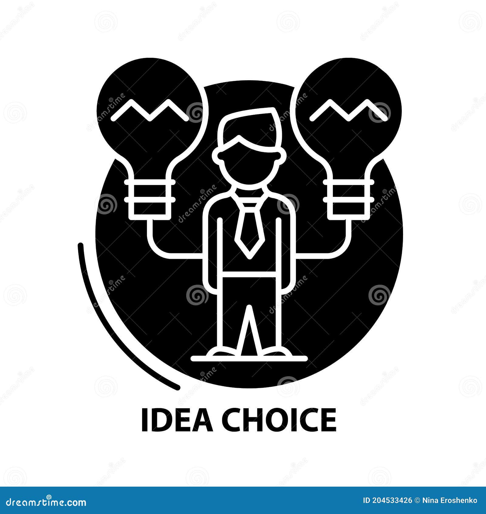 Idea Choice Icon, Black Vector Sign with Editable Strokes, Concept ...