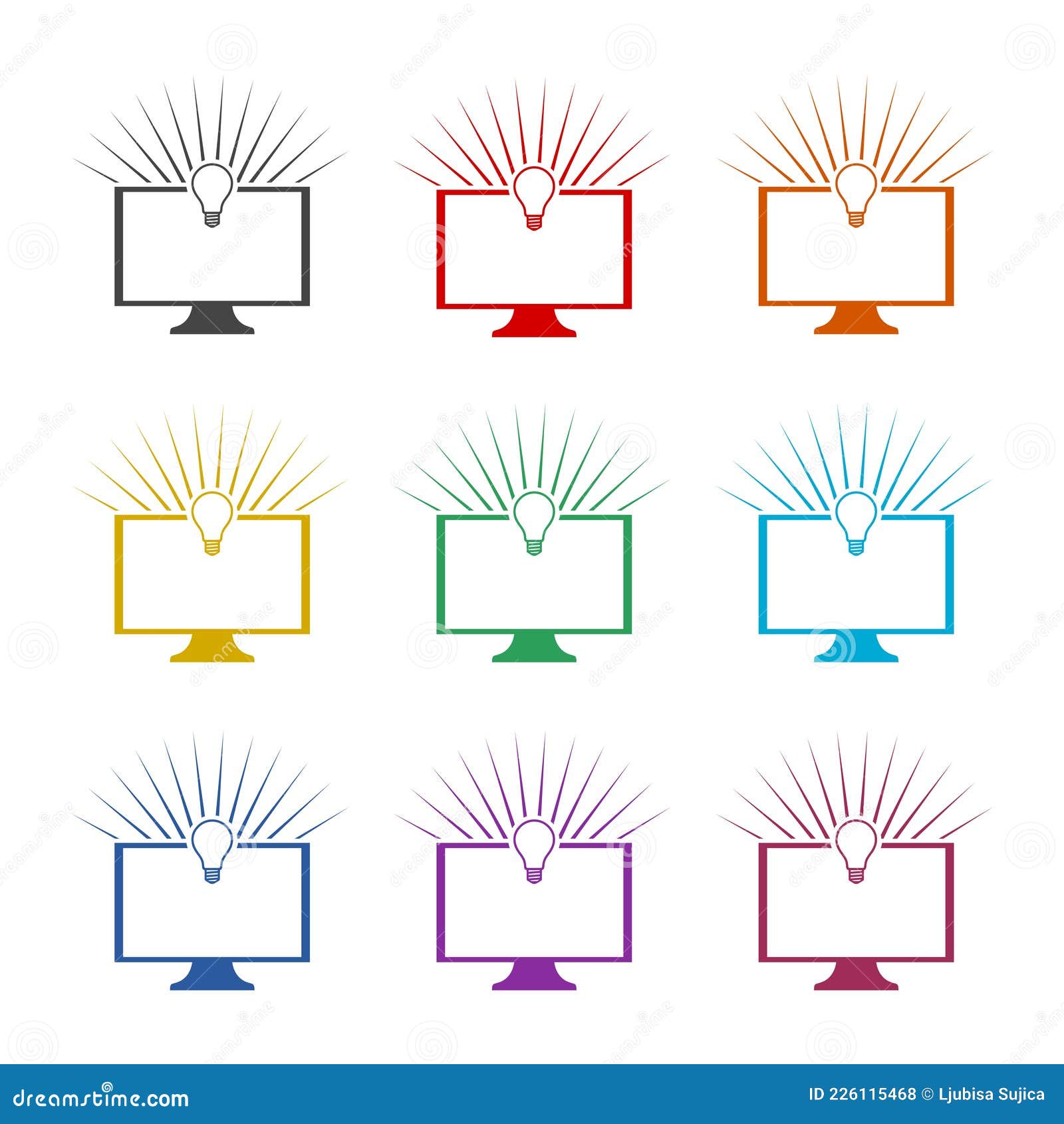 Idea Color Icon Set Isolated on White Background Stock Vector ...