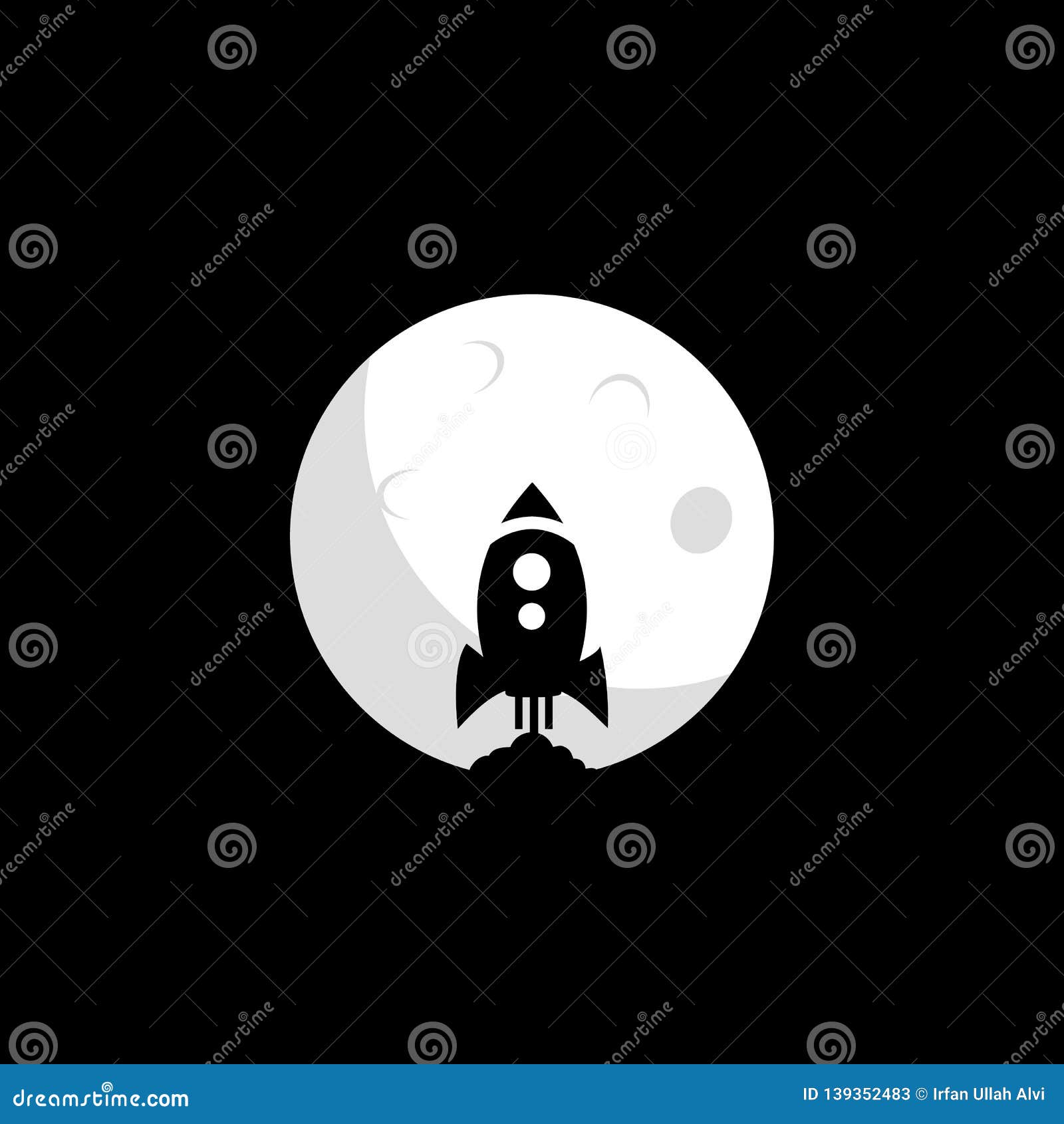 Rocket Logo Launches in the Moon Vector Design. Stock Vector ...