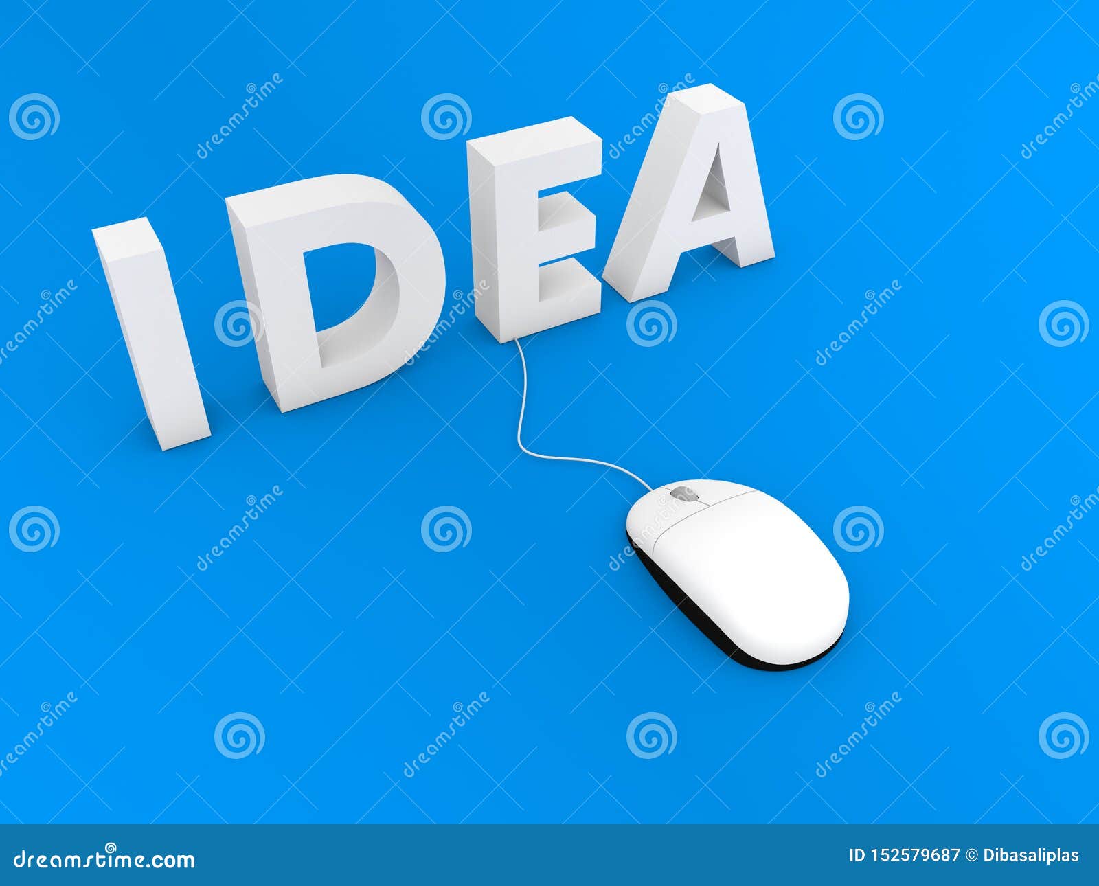 Idea and Computer Mouse on a Blue Background. Stock Illustration ...