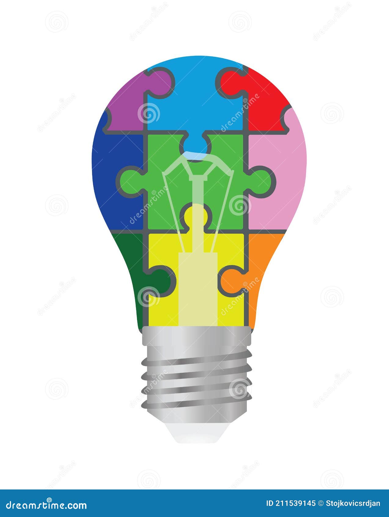 Idea concept, bulb puzzle stock vector. Illustration of lamp - 211539145