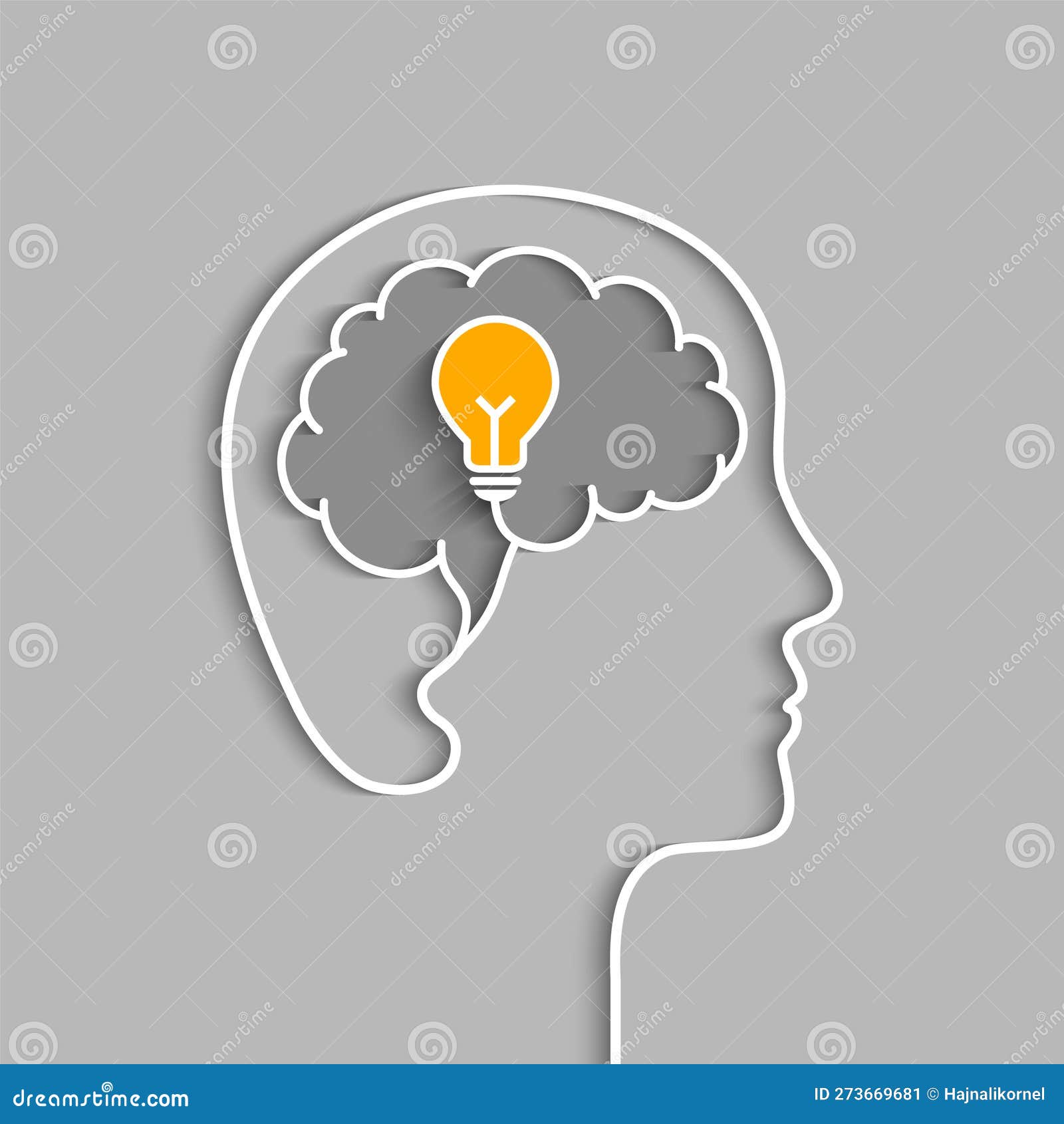 Idea Concept with Head, Brain and Light Bulb As Thinking, Intelligence ... Idea Concept with Head, Brain and Light Bulb As Thinking, Intelligence ...