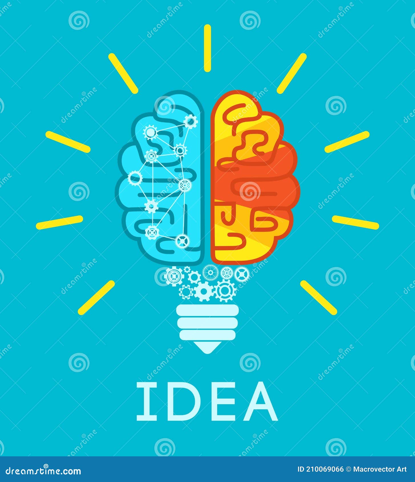 Brain Idea Concept stock vector. Illustration of bulb - 210069066