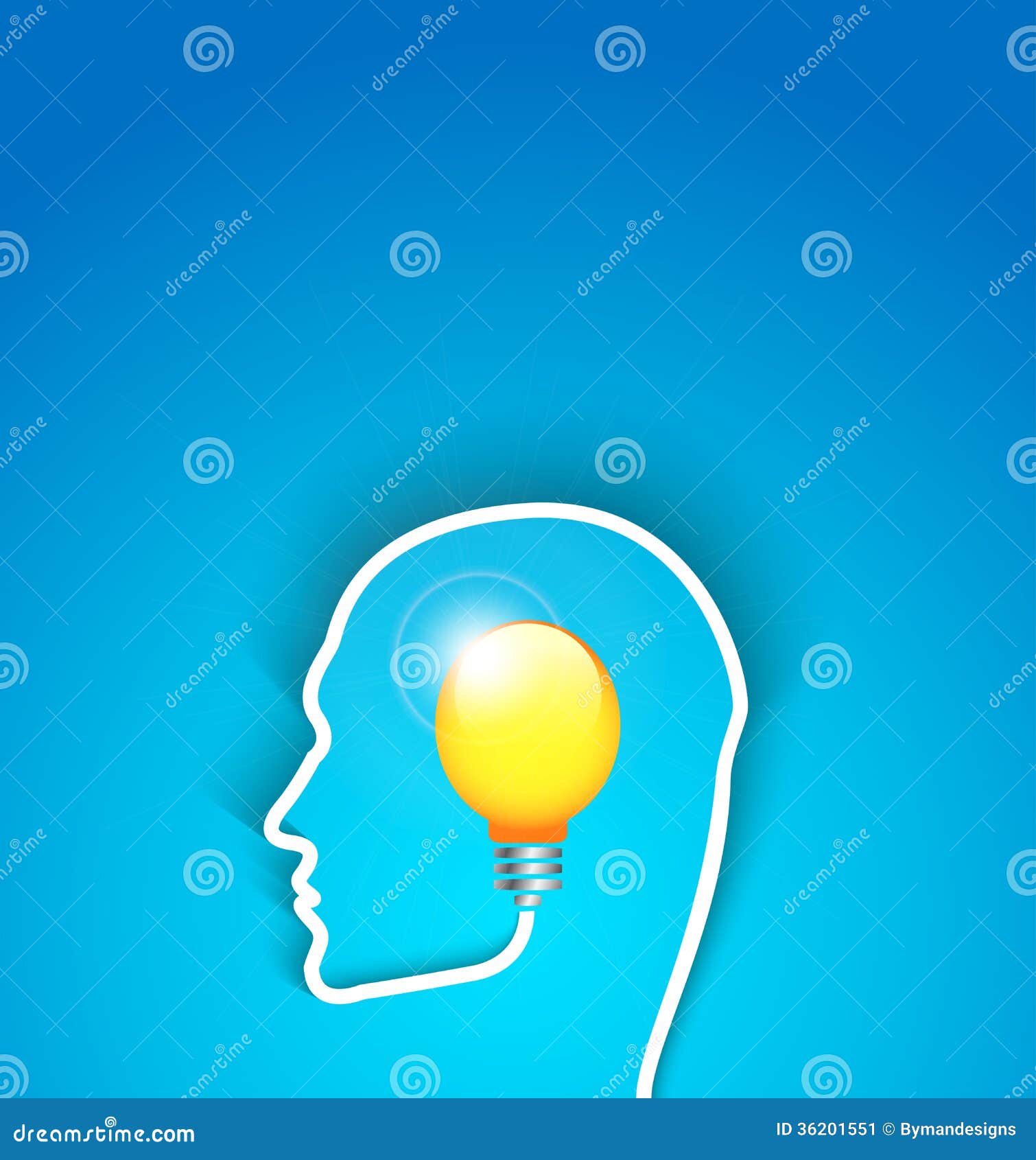 Idea Concept Human Face Profile with Bulb Stock Vector - Illustration ...