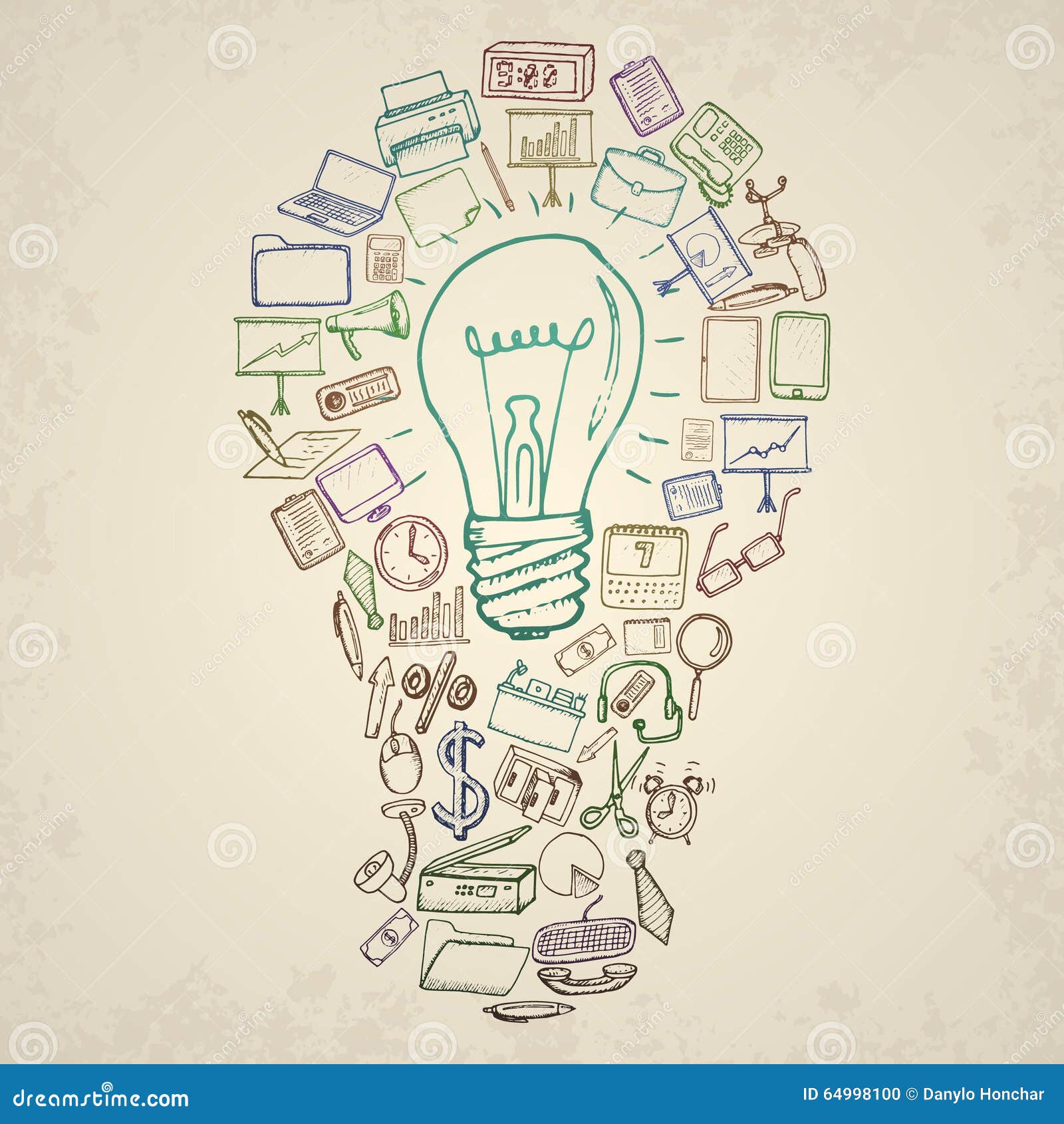 Idea concept illustration. stock vector. Illustration of brain - 64998100