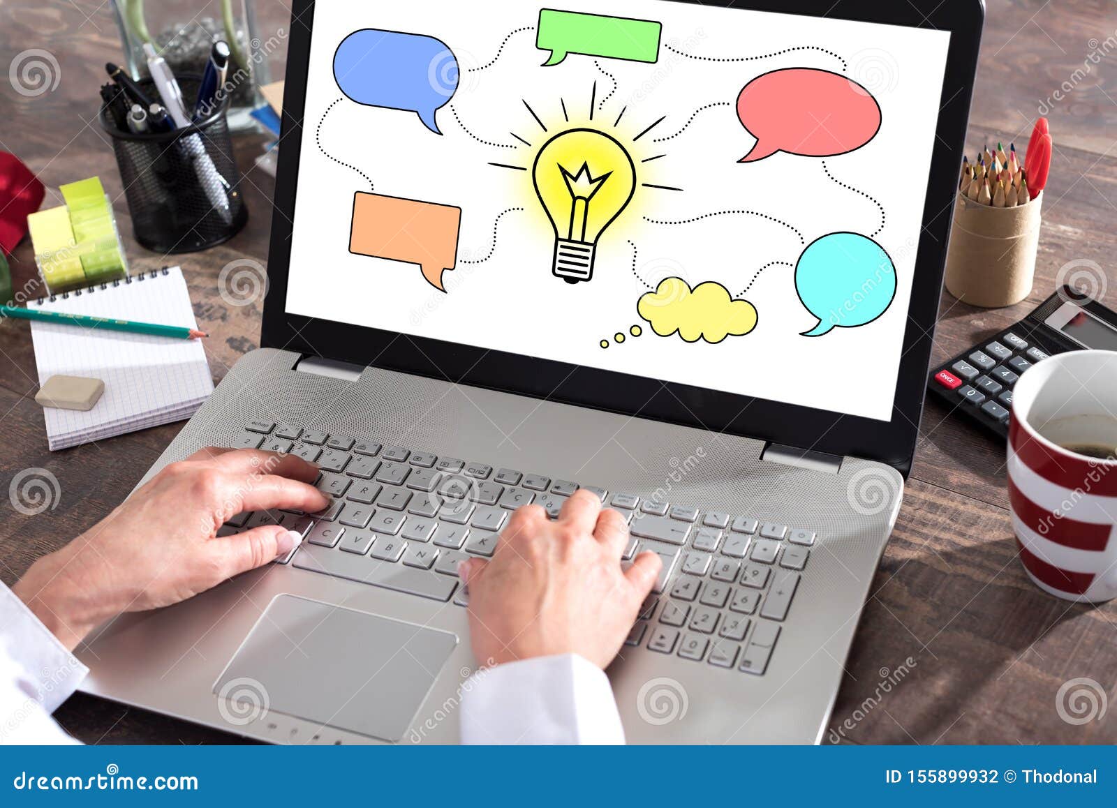 Idea Concept on a Laptop Screen Stock Photo - Image of teamwork ...