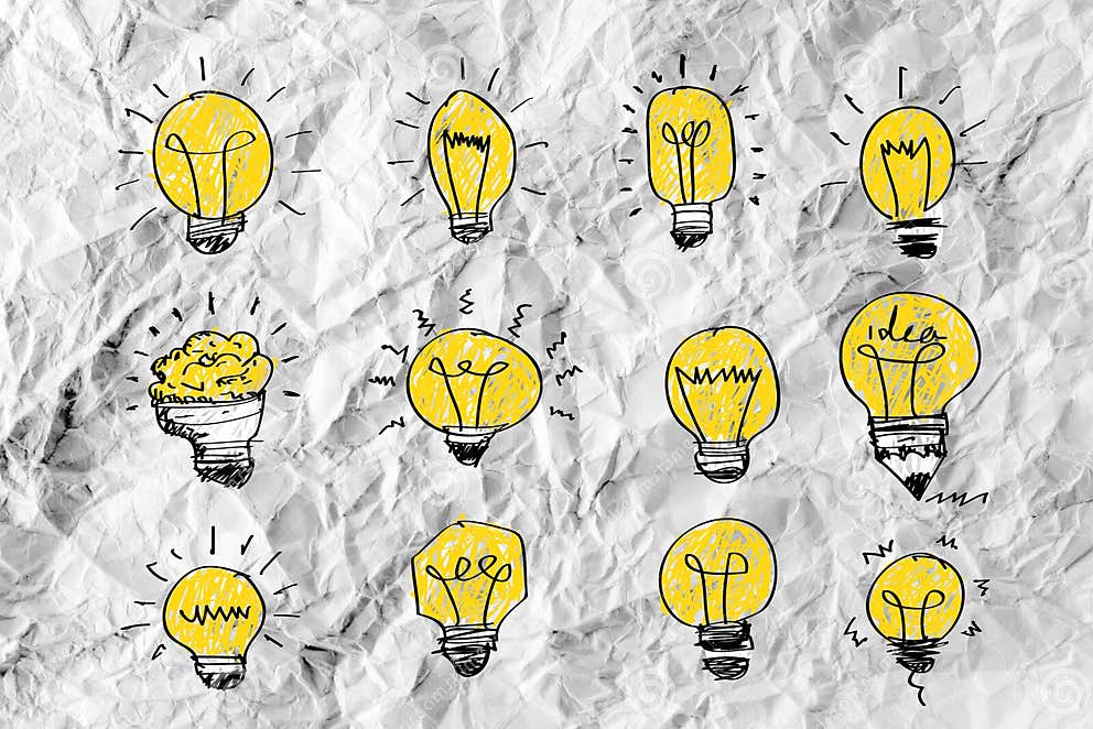 Idea Concept Light Bulb on Crumpled Paper Stock Illustration ... Idea Concept Light Bulb on Crumpled Paper Stock Illustration ...