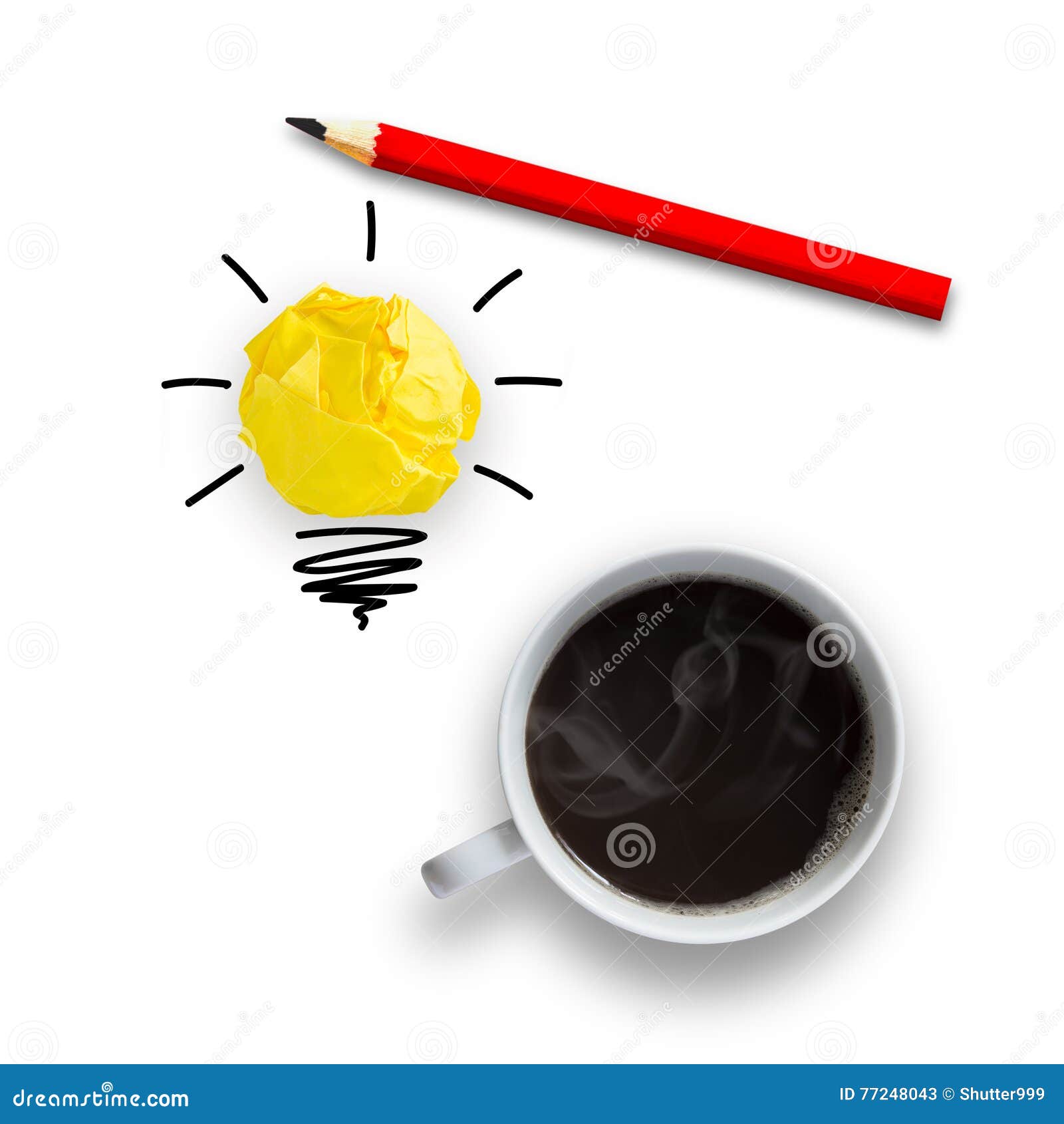 Bulb And Pencil On Yellow Background. Concept Of Creating Ideas ...