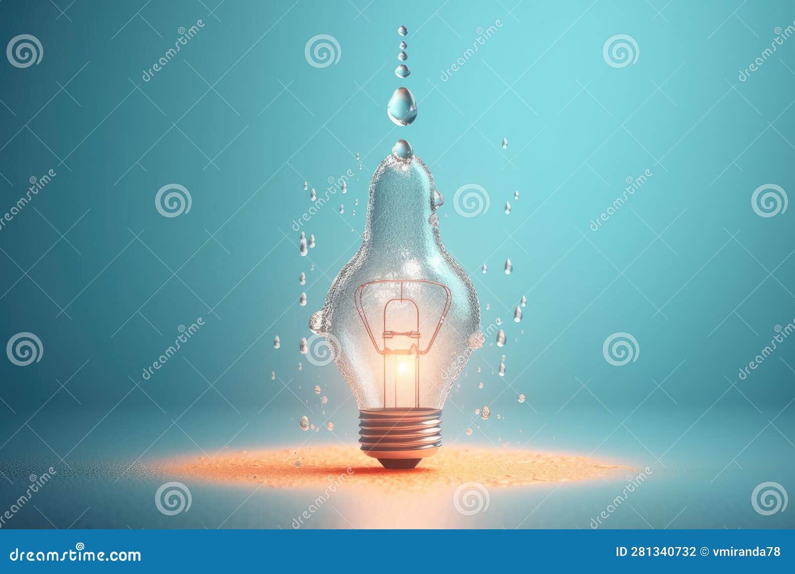 Idea Concept with Light Bulb and Water Drops Generative AI Stock ...