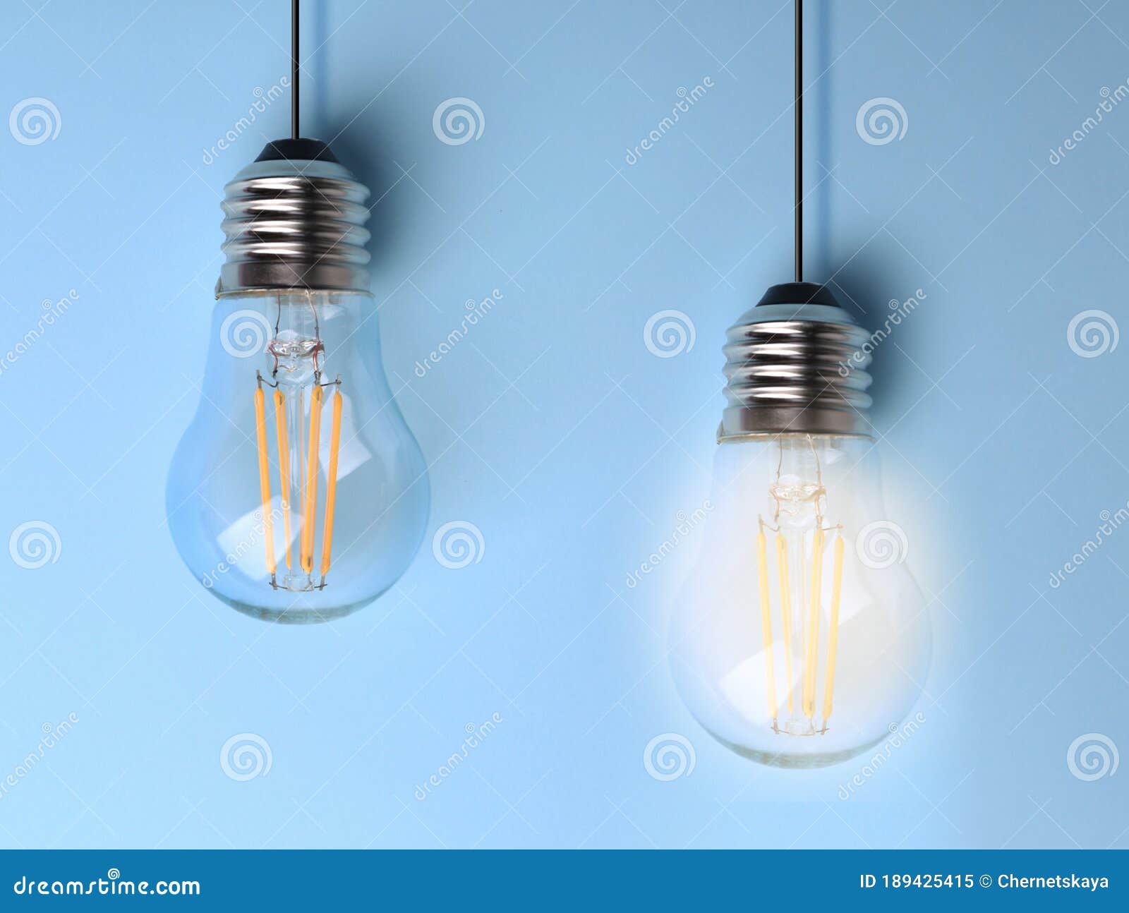 Idea Concept. Light Bulbs on Blue Background Stock Image - Image of ...