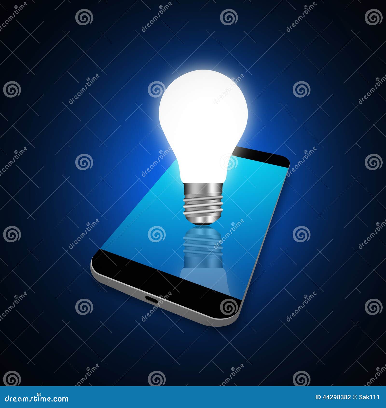 Idea Concept with Light Bulbs on Smartphone,cell Phone Illustra Stock ...
