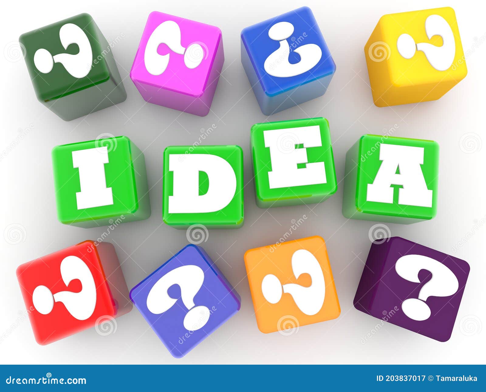 IDEA Concept with Question Marks on Colored Toy Blocks Stock ...