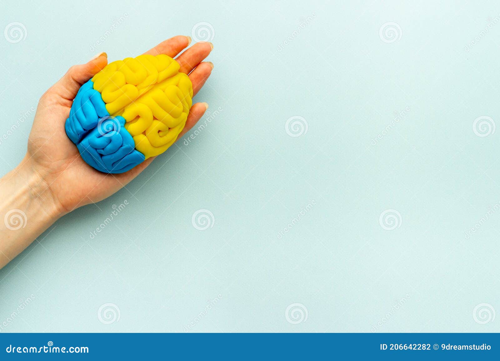 Idea Concept. Use Your Brain. Model of Clay in the Hand, Top View Stock ...