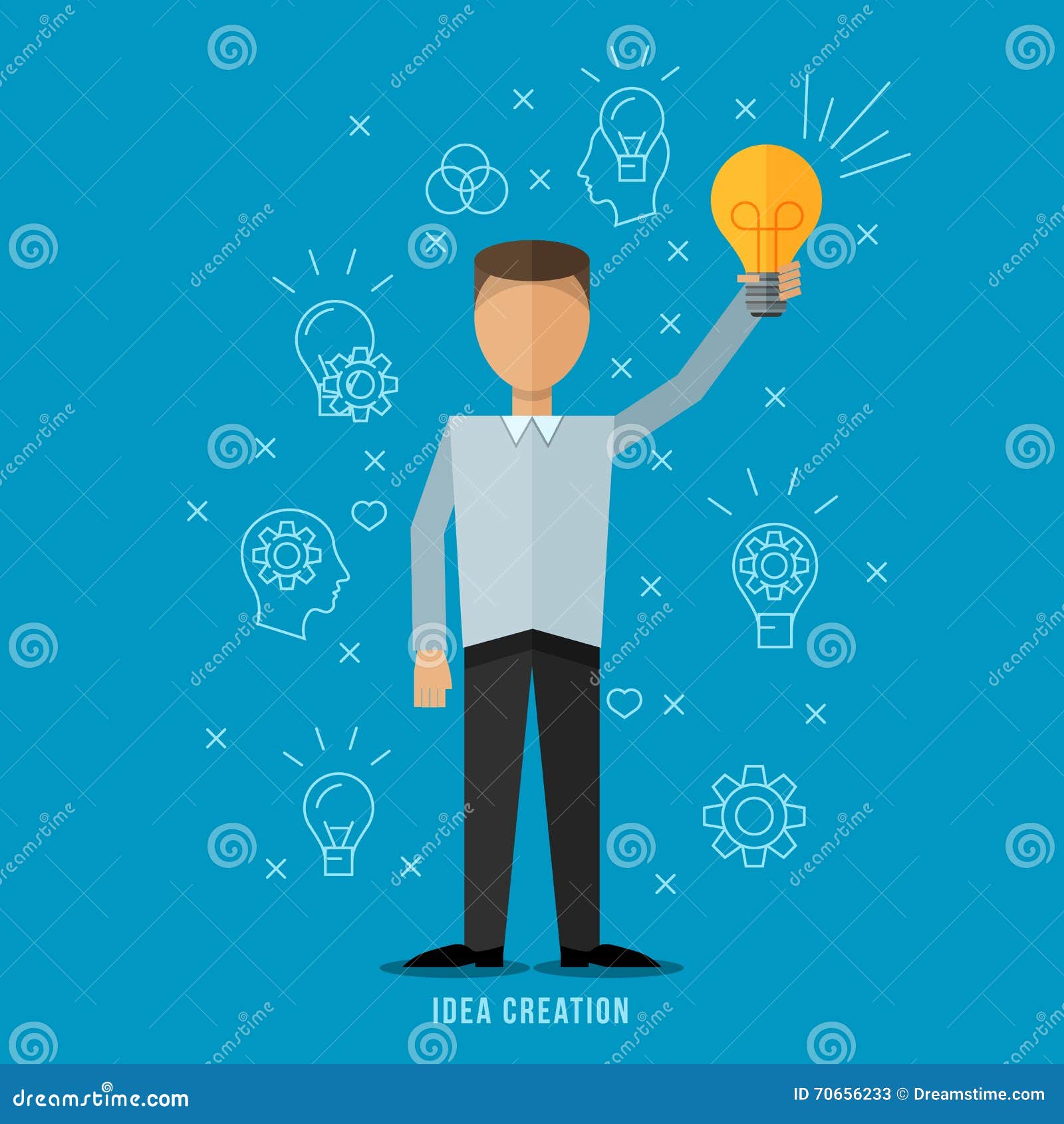 Idea Creation Concept Illustration .Flat Style Man Character Stock ... Idea Creation Concept Illustration .Flat Style Man Character Stock ...