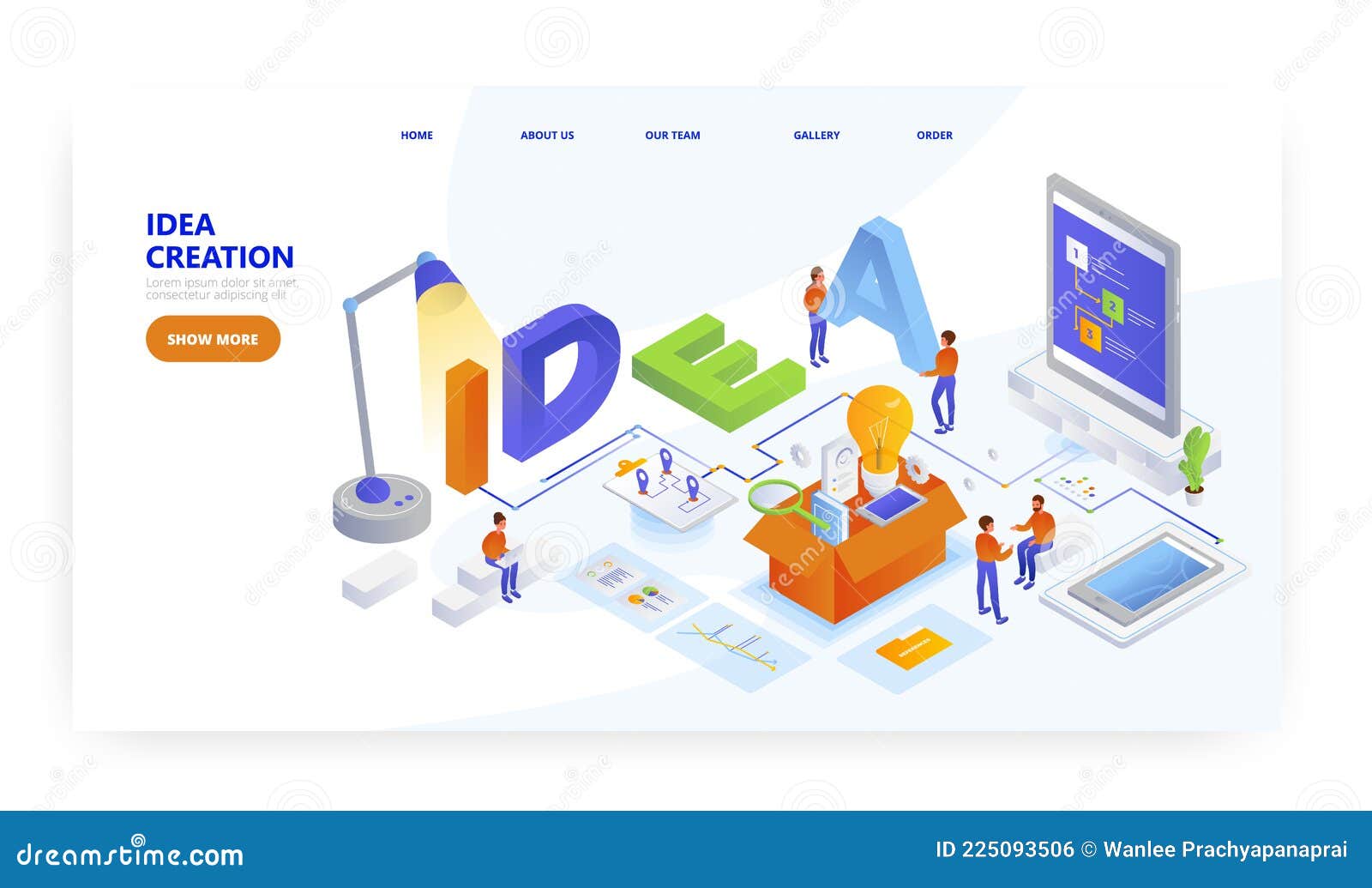 Idea Creation, Landing Page Design, Website Banner Vector Template ... Idea Creation, Landing Page Design, Website Banner Vector Template ...