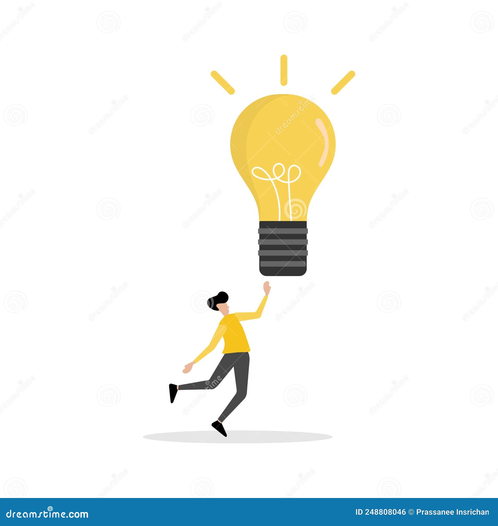 Idea and Creative Concept. Smart Businessmen Jumping To Light Bulbs for ...