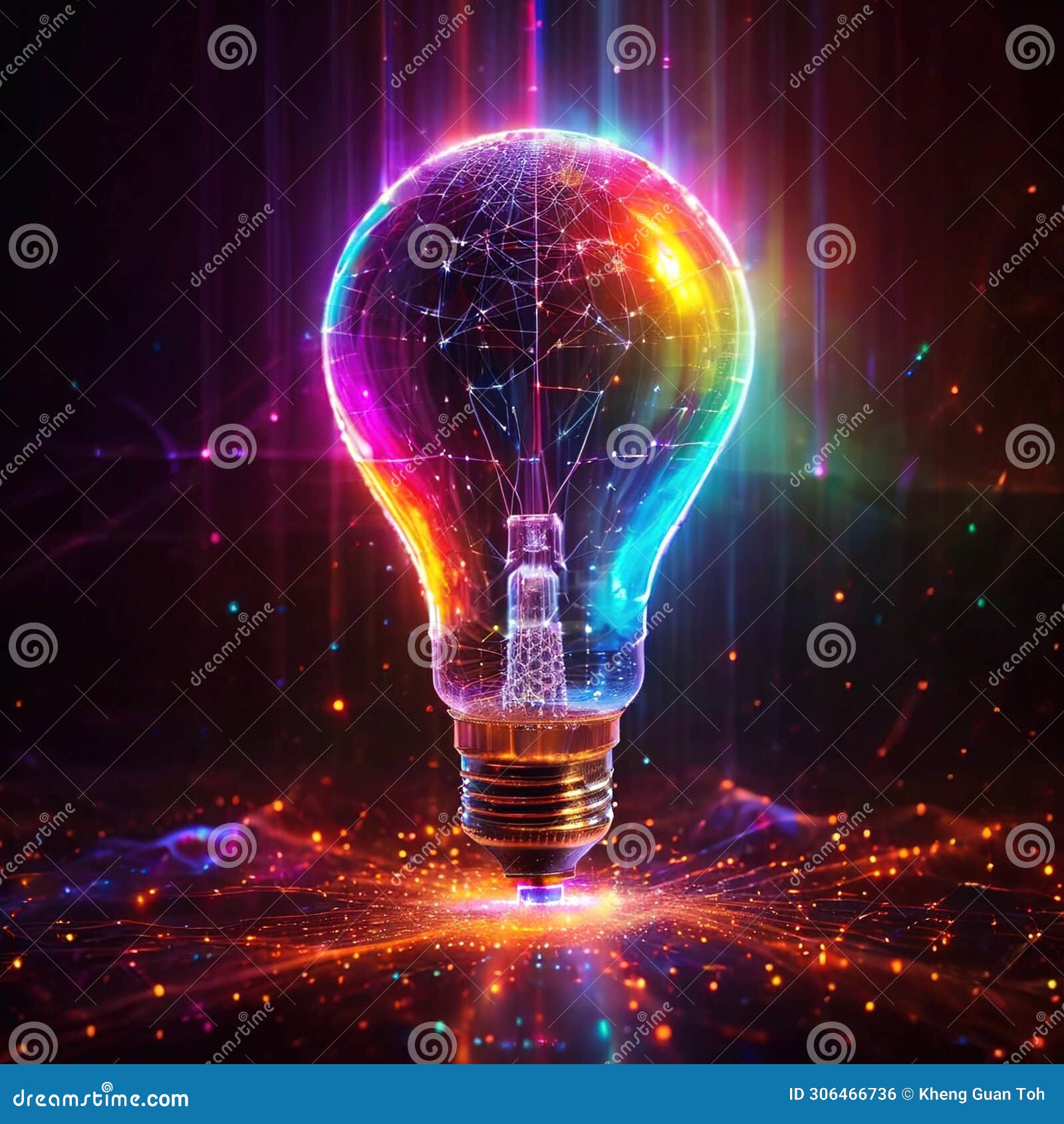 Idea Creative Inspiration Shown with Digital Lightbulb with Artificial ...