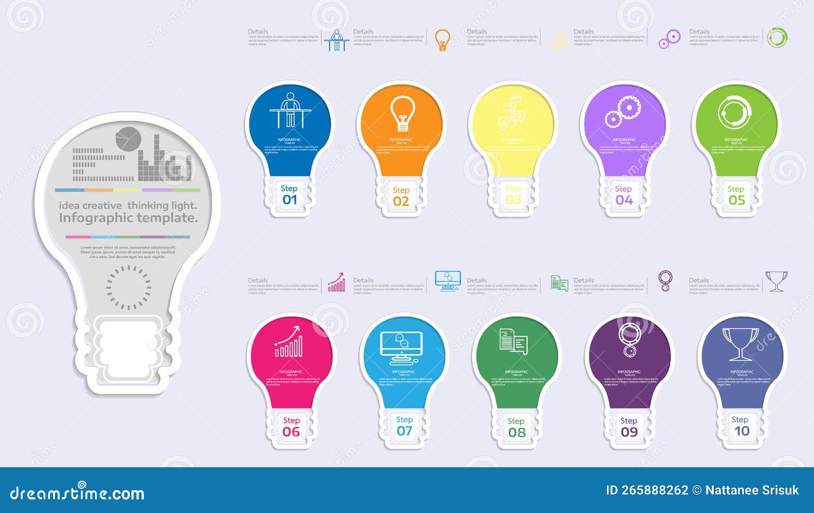 Idea Creative Thinking Light.Infographic Template.light Bulb Shine ...