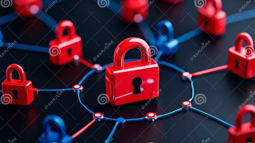 The Idea of Cybersecurity, Depicted with a Lock and Network Connections ...