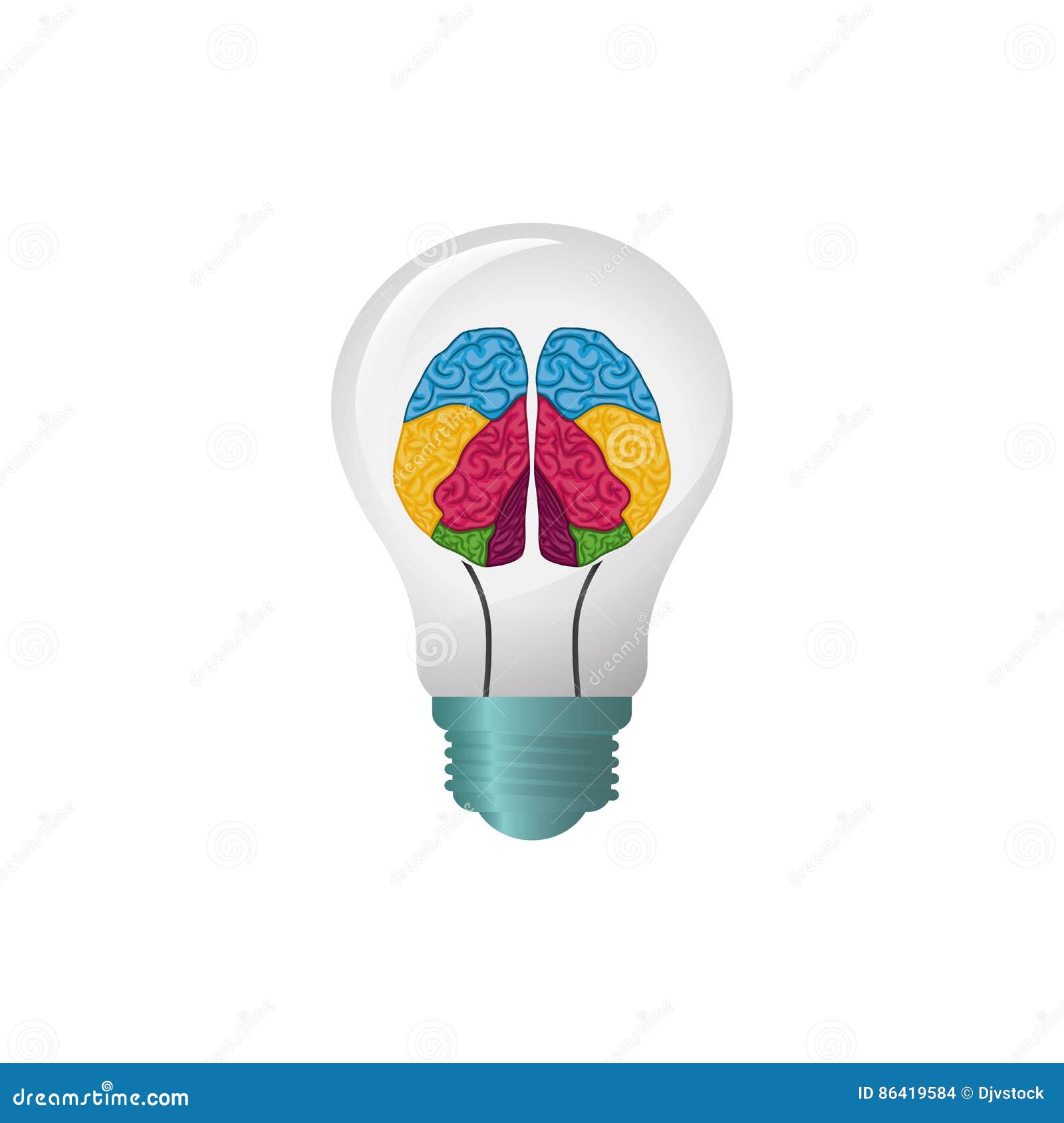 Idea Del Bulbo Y Cerebro Humano Stock de ilustración - Ilustración de ...