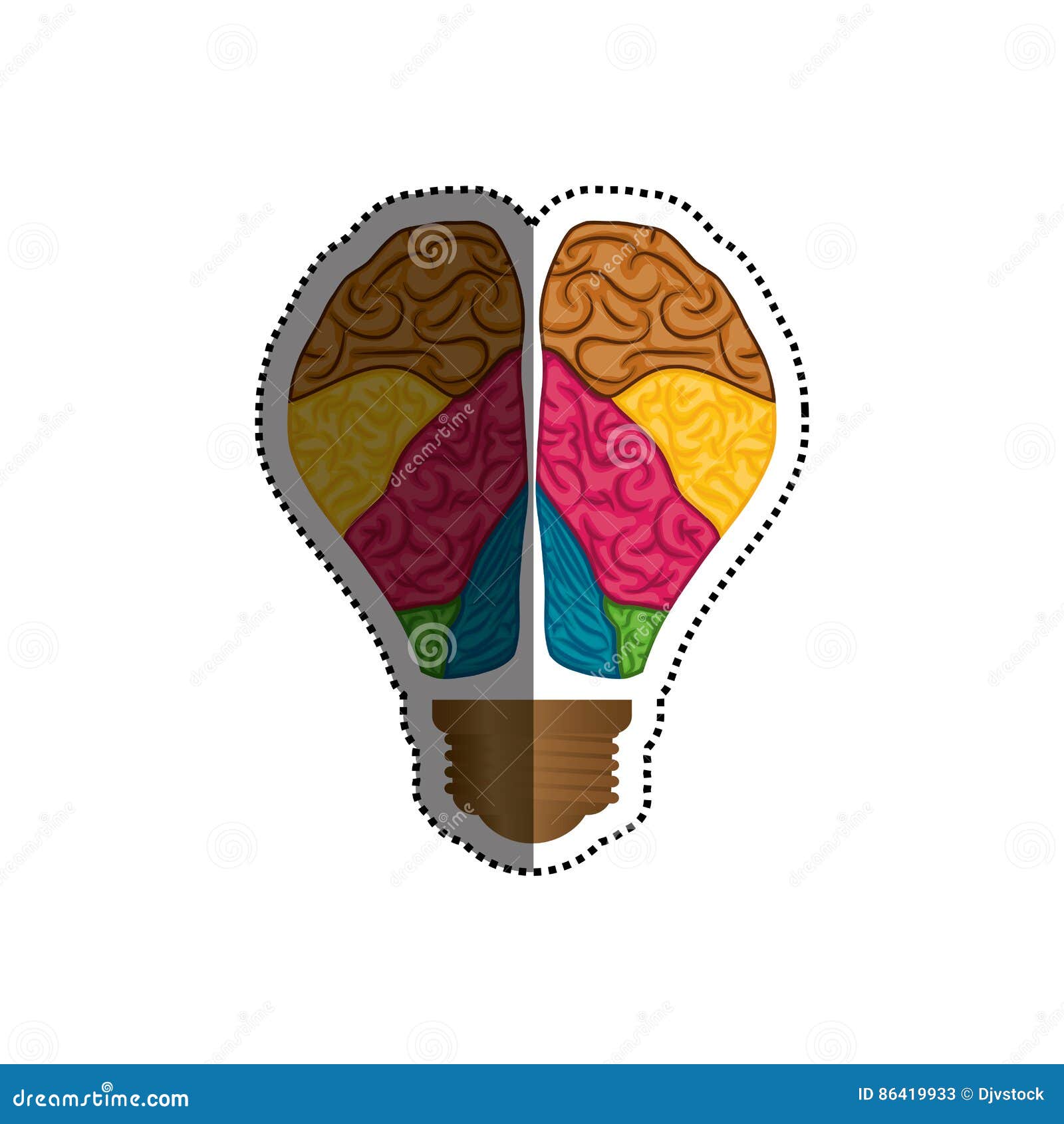 Idea Del Bulbo Y Cerebro Humano Stock de ilustración - Ilustración de ...