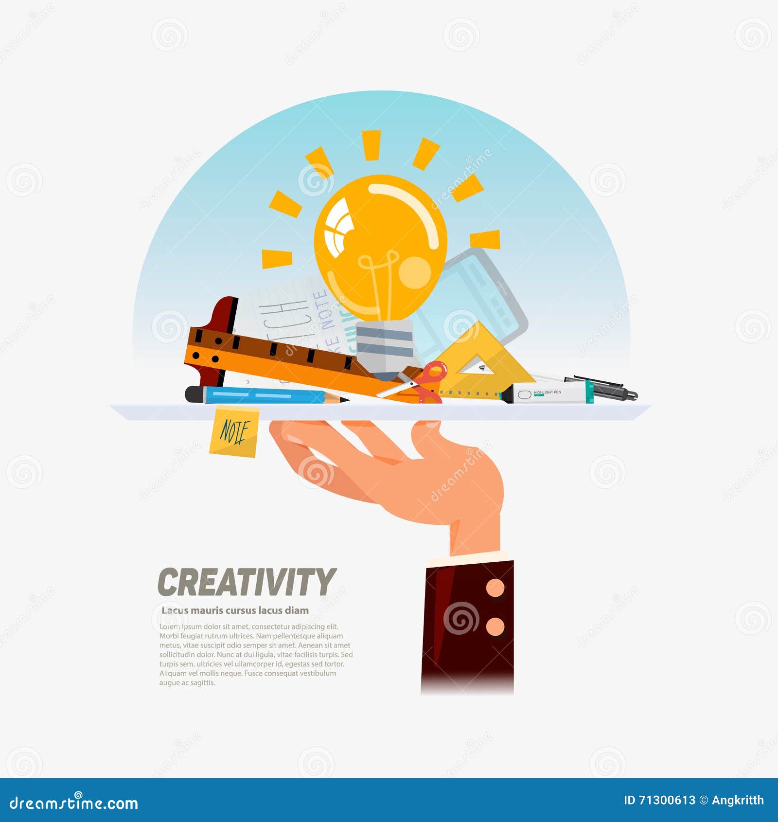 Idea Delivery. Idea Bulb with Creative Tool Set for Create Idea Stock ...