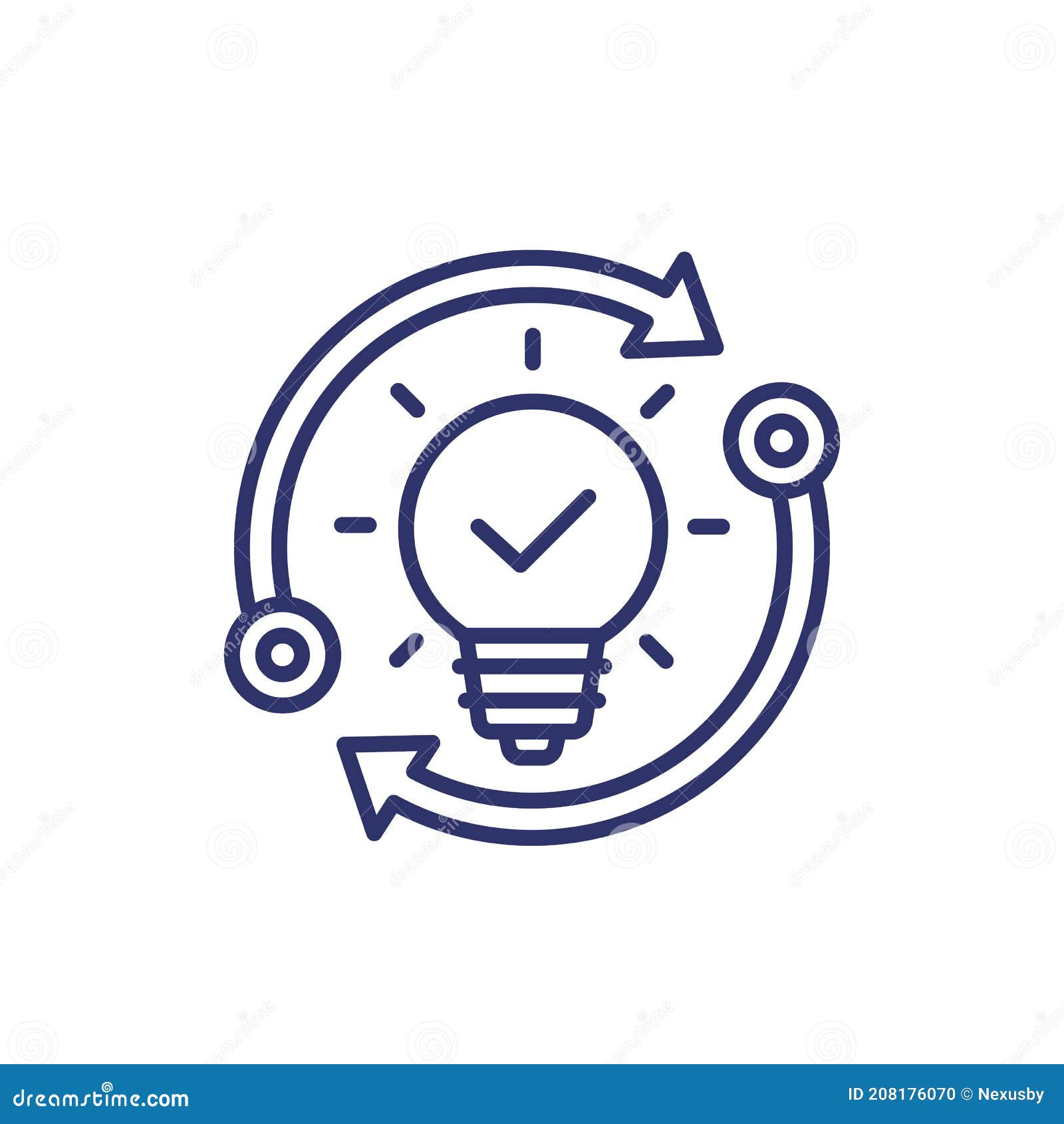 Idea Generation Line Icon on White, Vector Stock Vector - Illustration ...