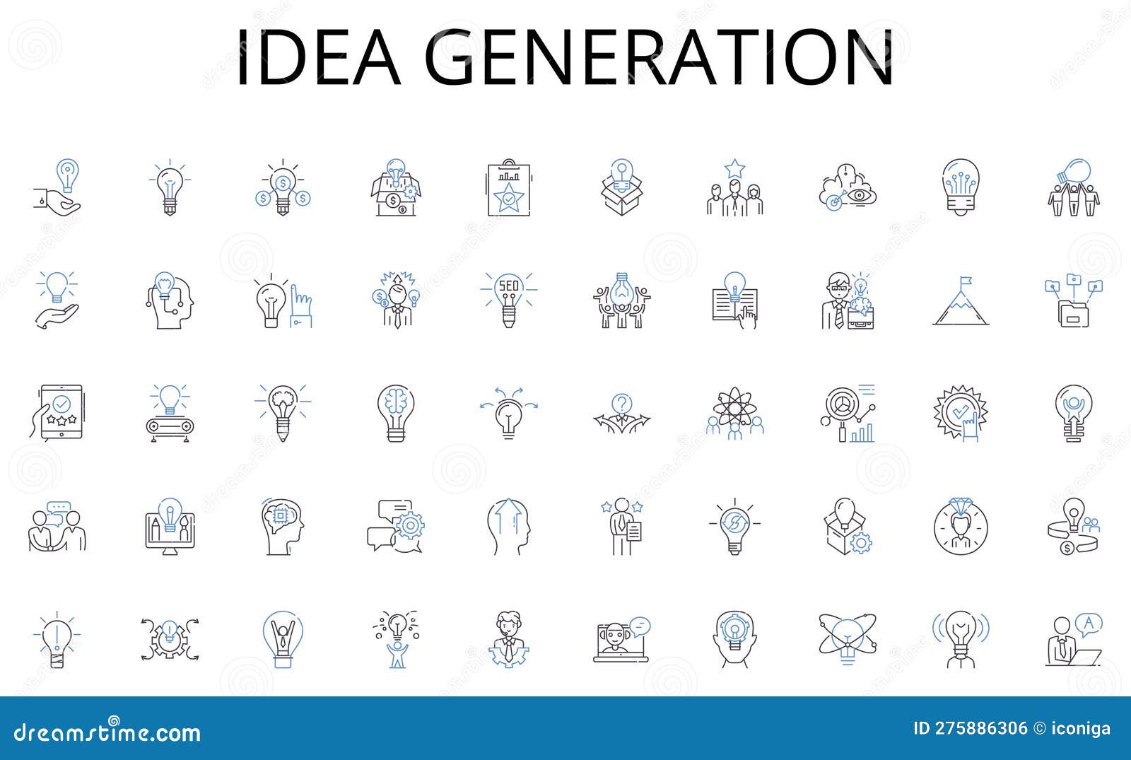 Idea Generation Line Icons Collection. Encryption, Firewall, Malware ...