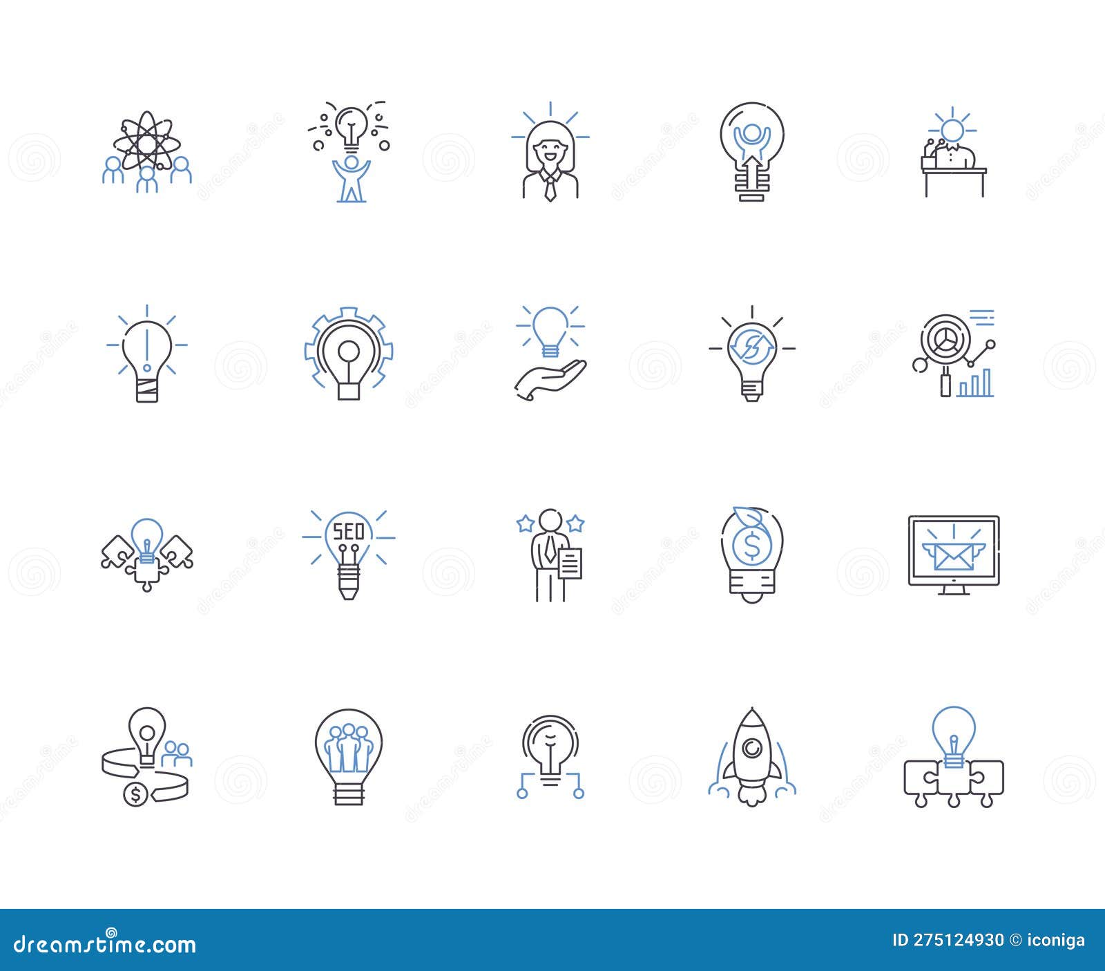 Idea Generation Outline Icons Collection. Ideas, Generation, Brainstorming, Creativity ...