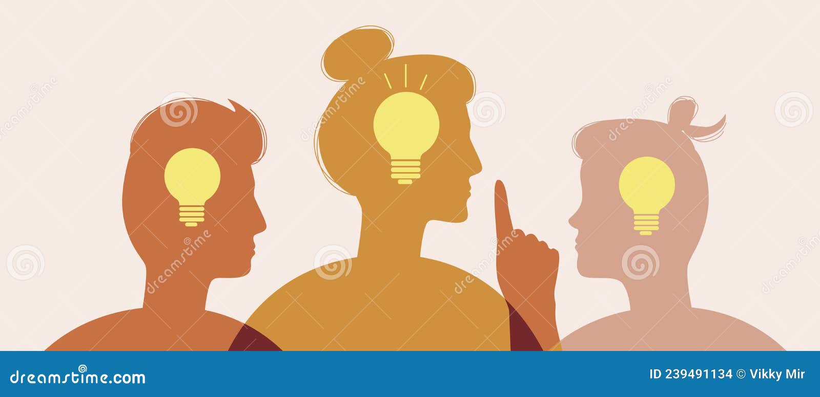 Idea Generation by People, Flat Vector Stock Illustration with Idea ...