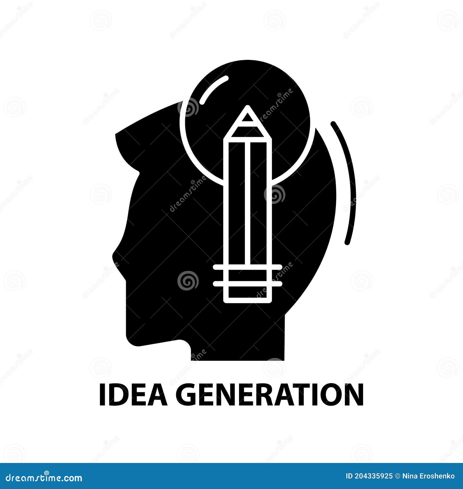 Idea Generation Symbol Icon, Black Vector Sign with Editable Strokes ...