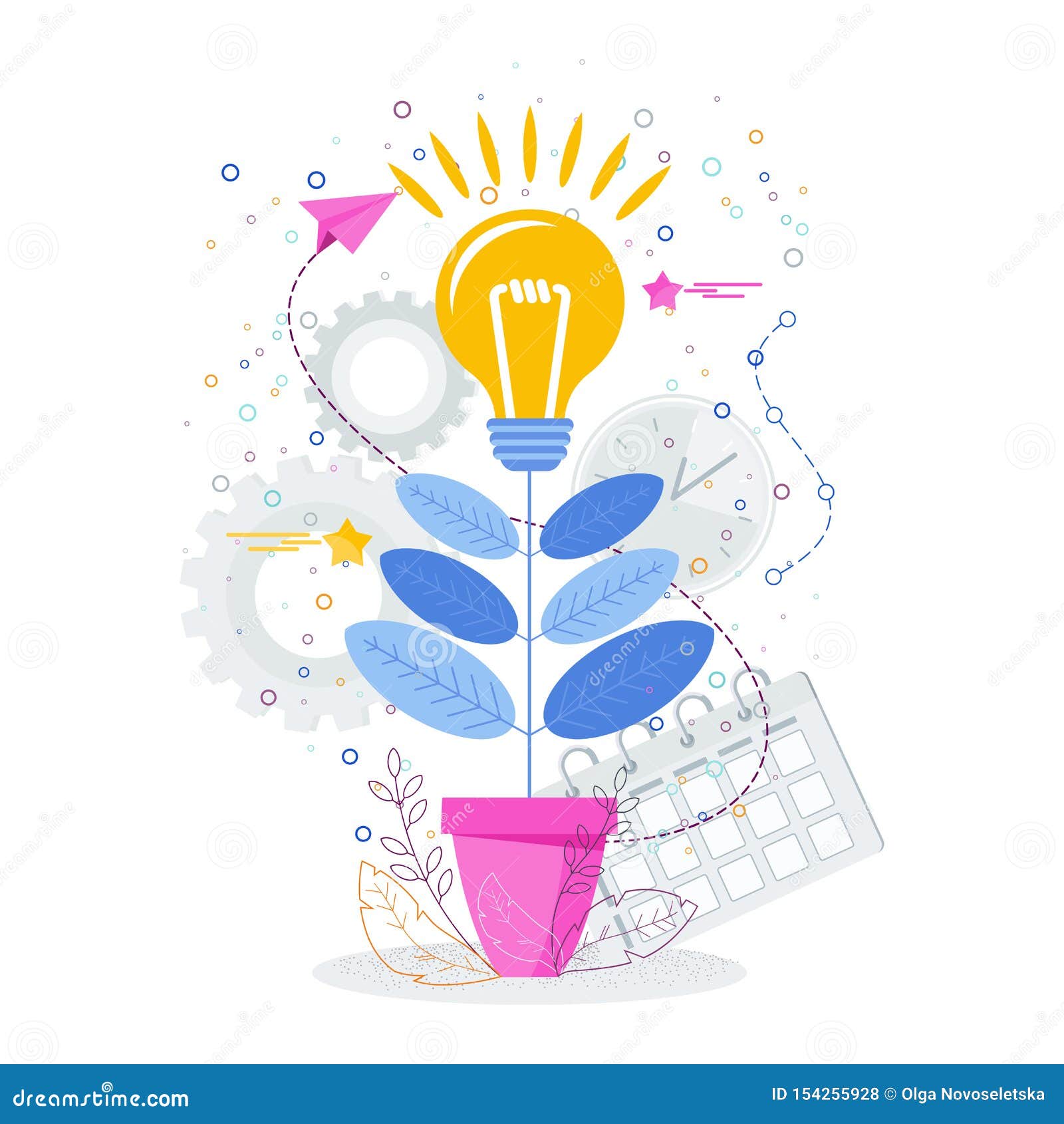 Idea Growth Concept. Idea Grows Like a Flower in a Flower Pot Stock ...