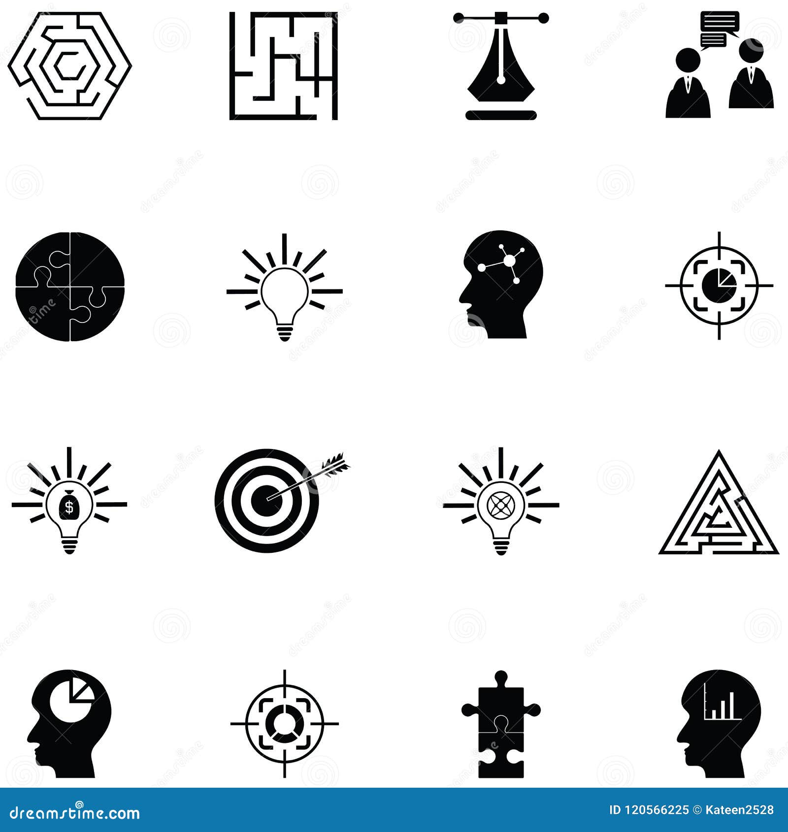 Idea icon set stock vector. Illustration of white, brain - 120566225