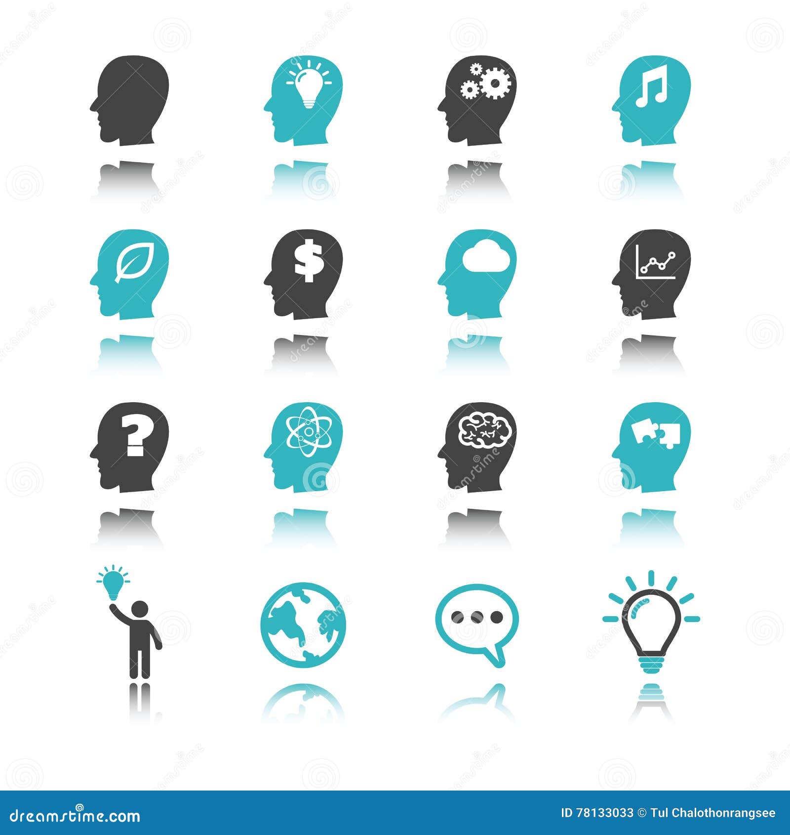 Idea icons with reflection stock vector. Illustration of question ...