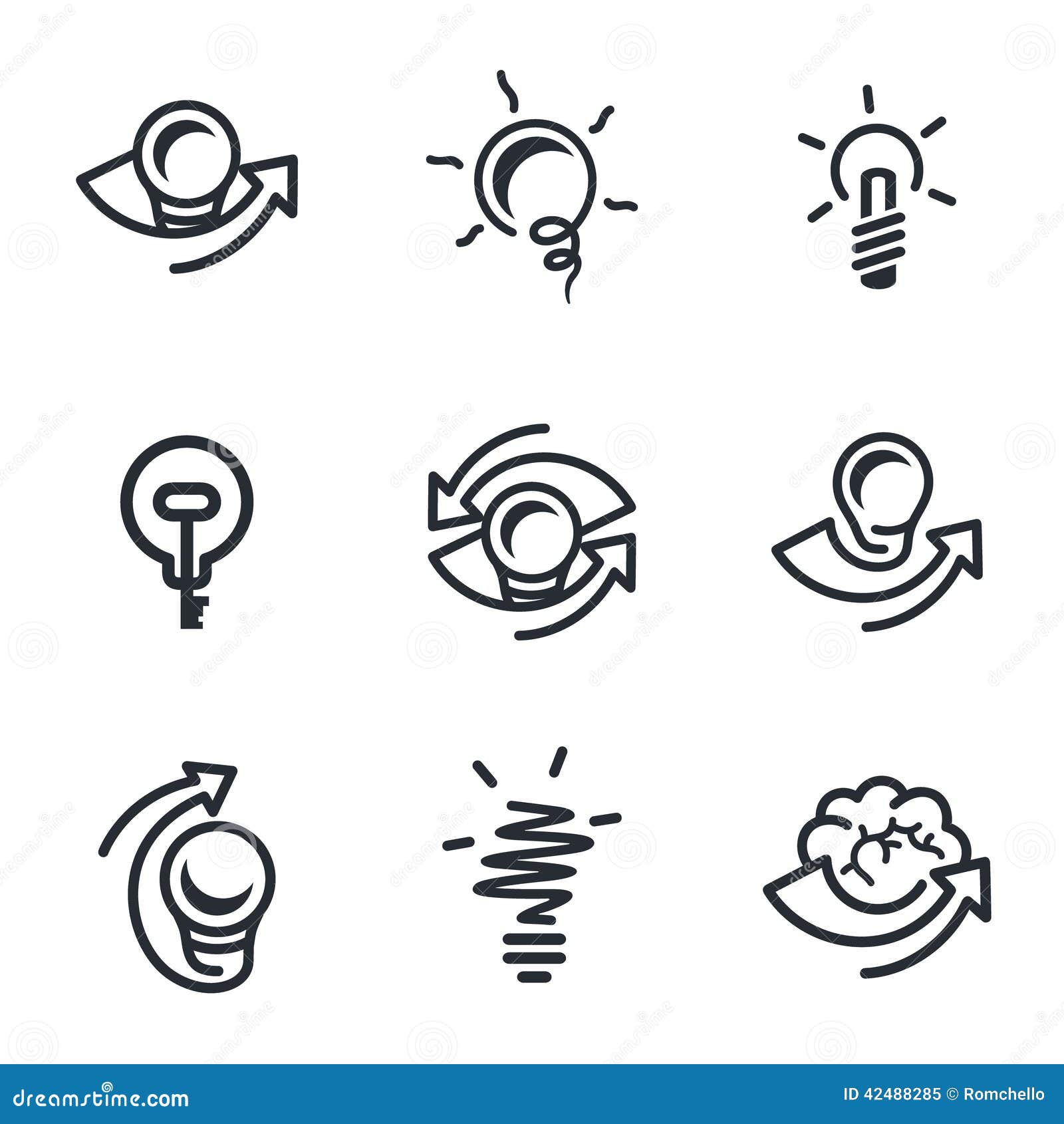 Idea icons set stock illustration. Illustration of brain - 42488285