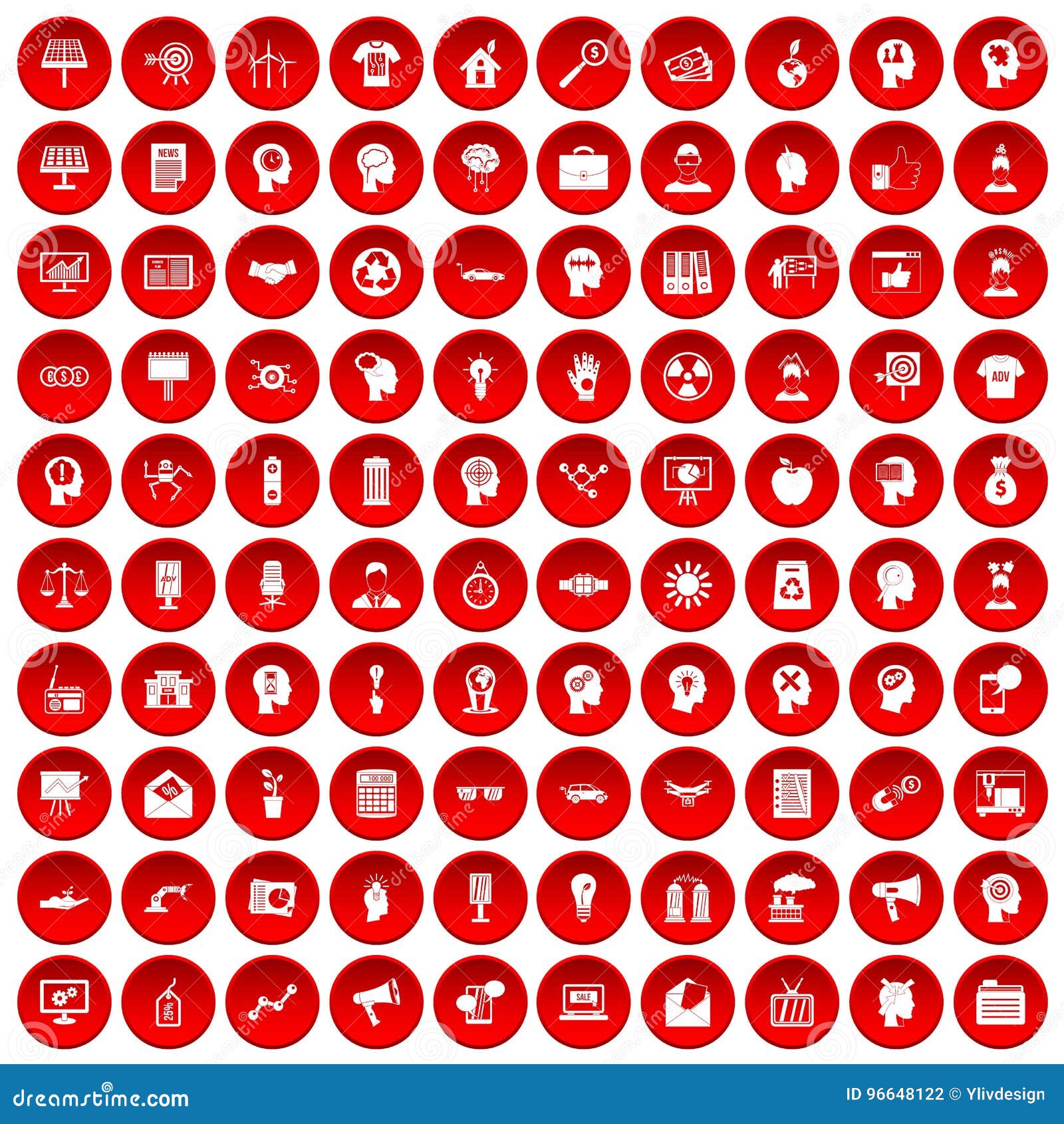 100 idea icons set red stock vector. Illustration of idea - 96648122