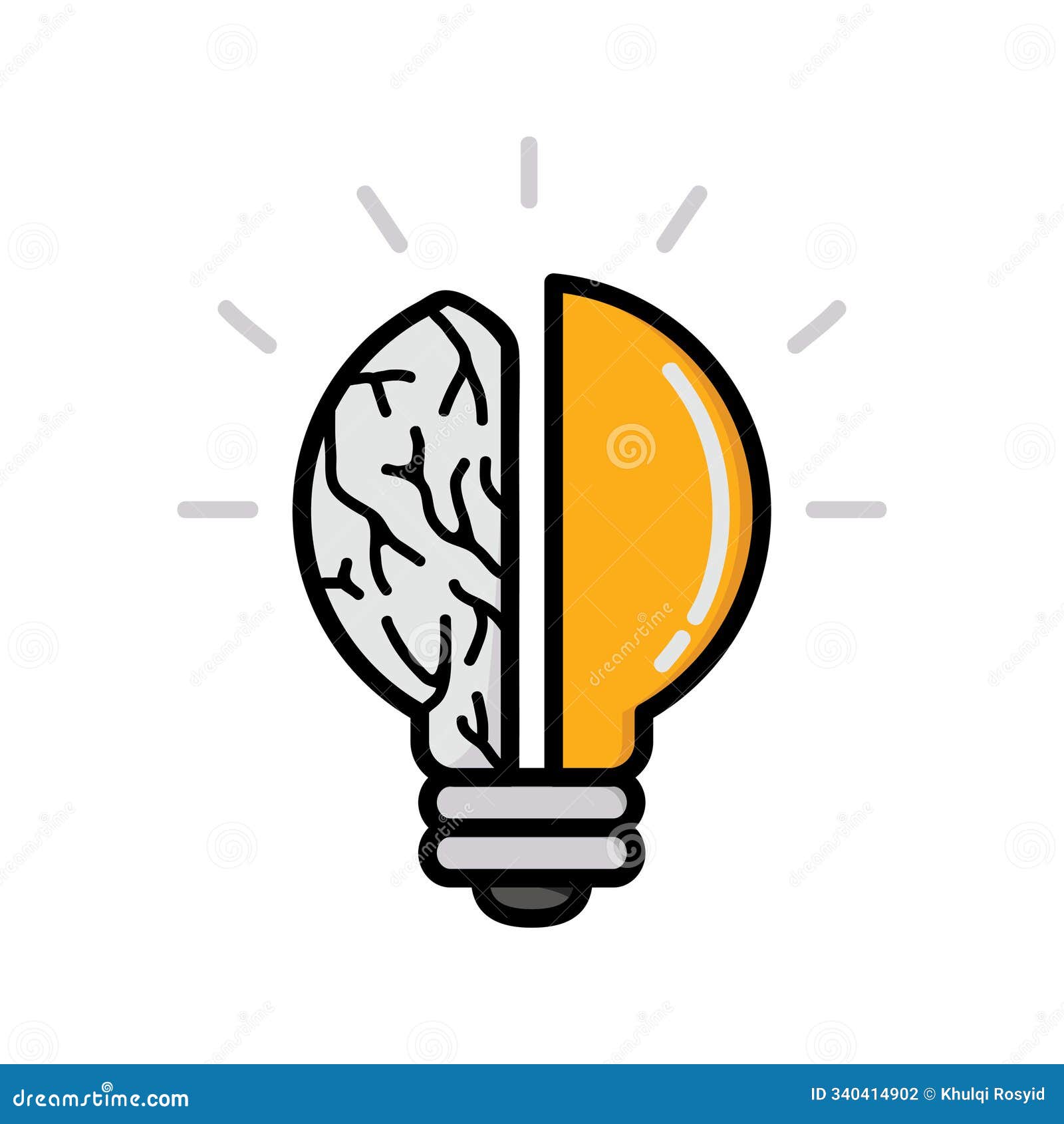 Idea Illustration of a Light Bulb Combined with Half a Brain Stock ...