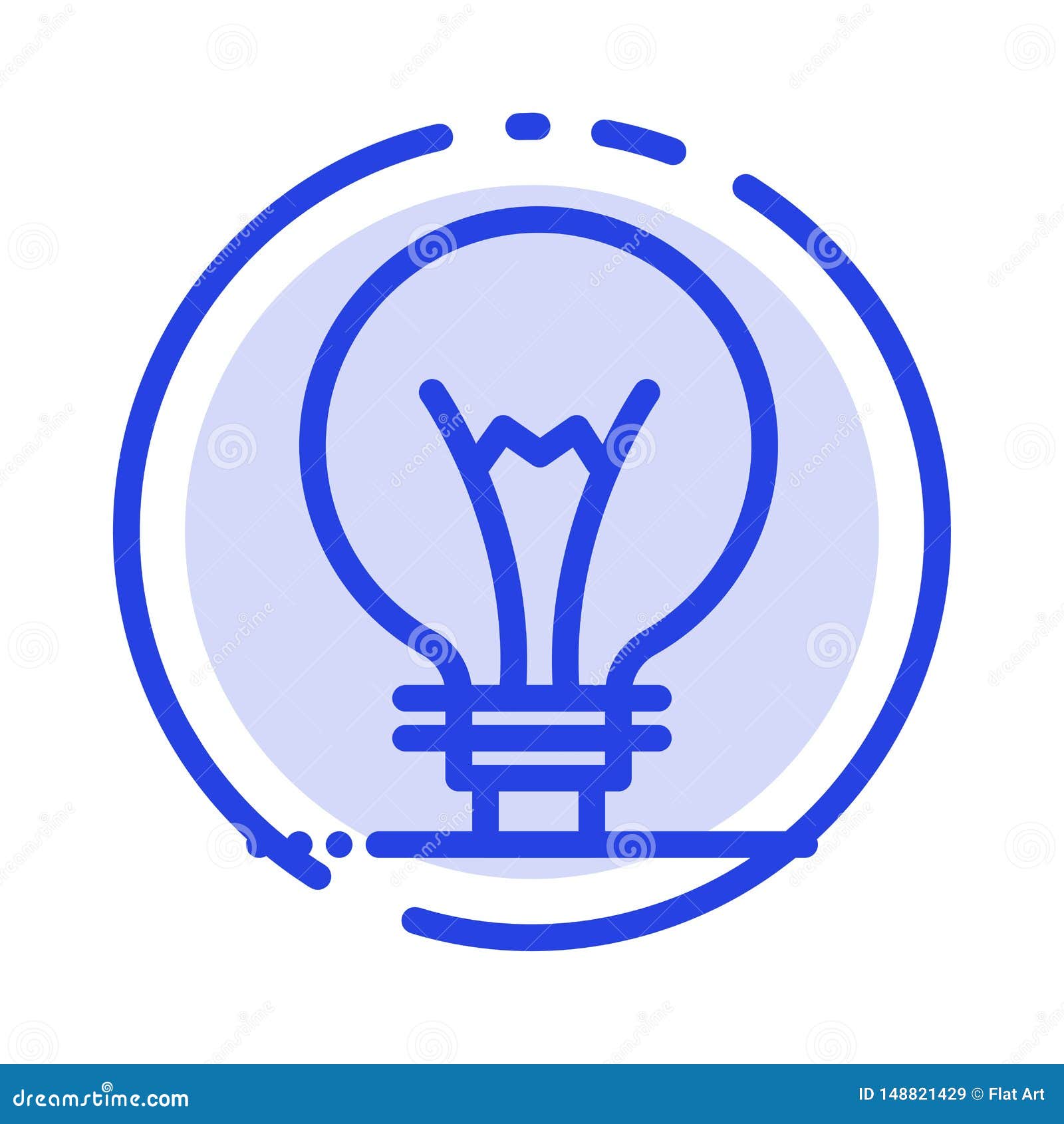 Idea, Innovation, Invention, Light Bulb Blue Dotted Line Line Icon ...