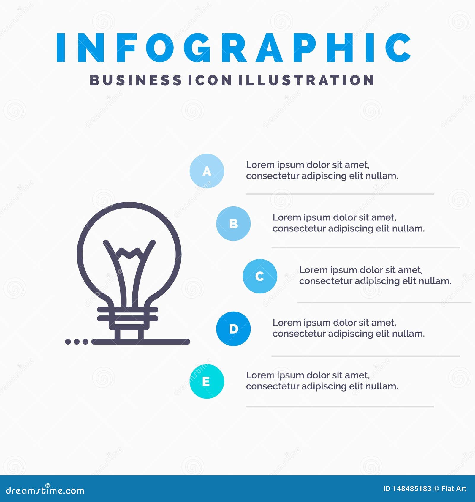 Idea, Innovation, Invention, Light Bulb Line Icon with 5 Steps ...