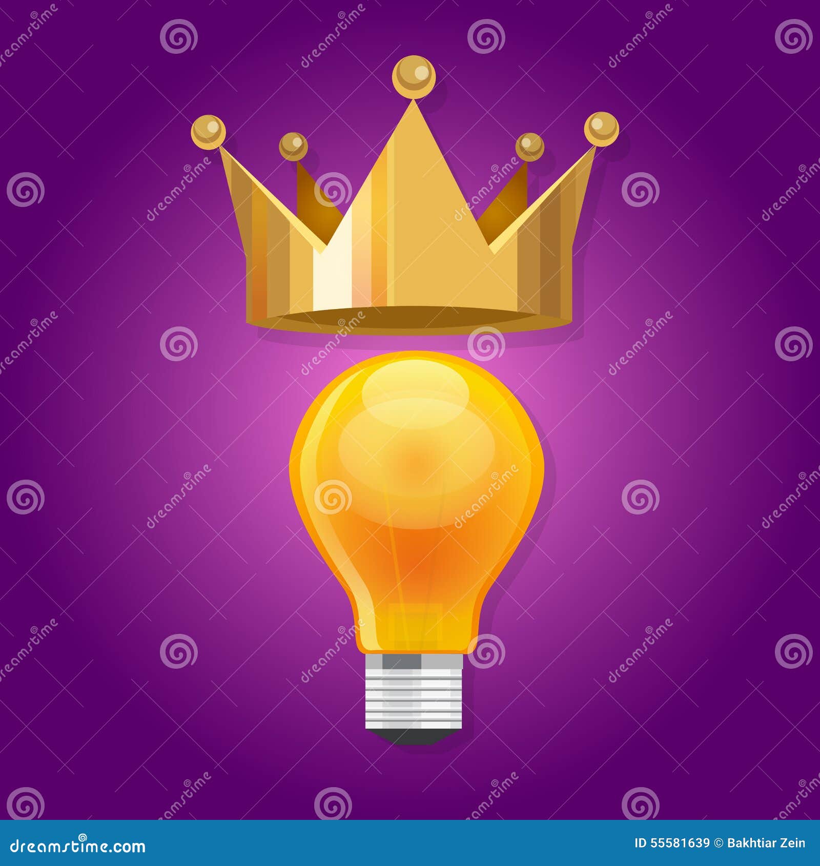 Idea is King Bulb Shine Lamp Crown Queen Stock Vector - Illustration of ...