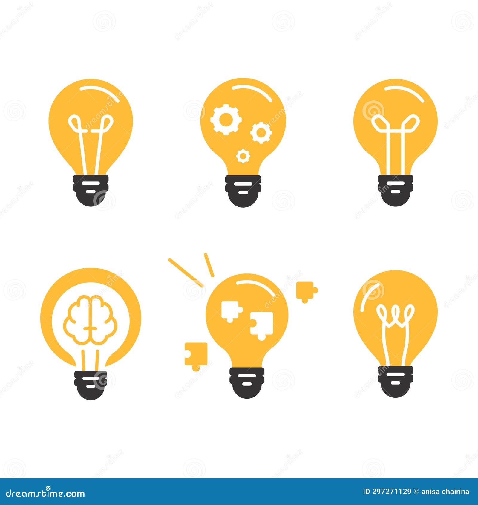 Idea Lamp Element Collection Set Stock Vector - Illustration of ...