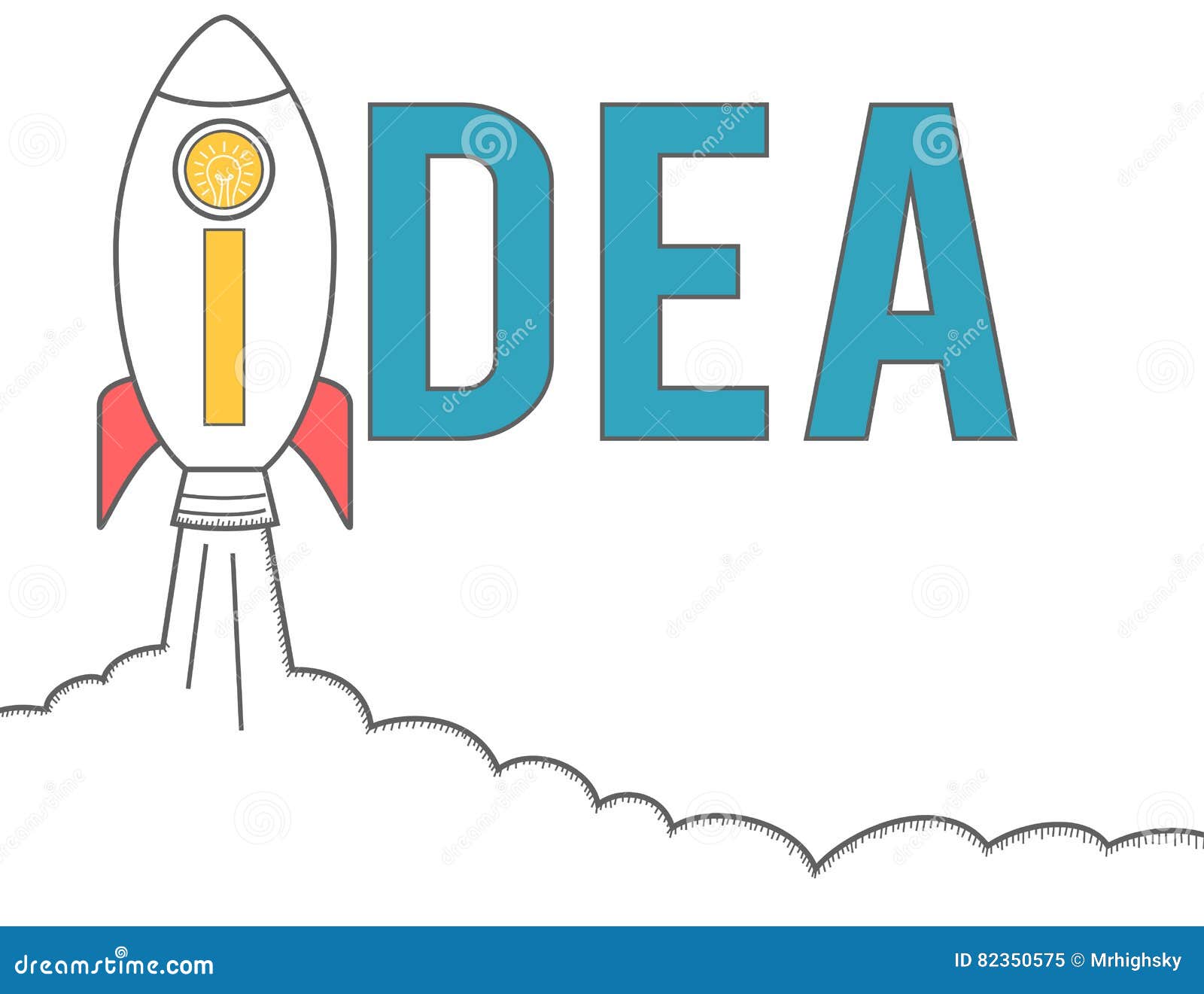 Idea Launch Concept with Rocket Stock Vector - Illustration of ...