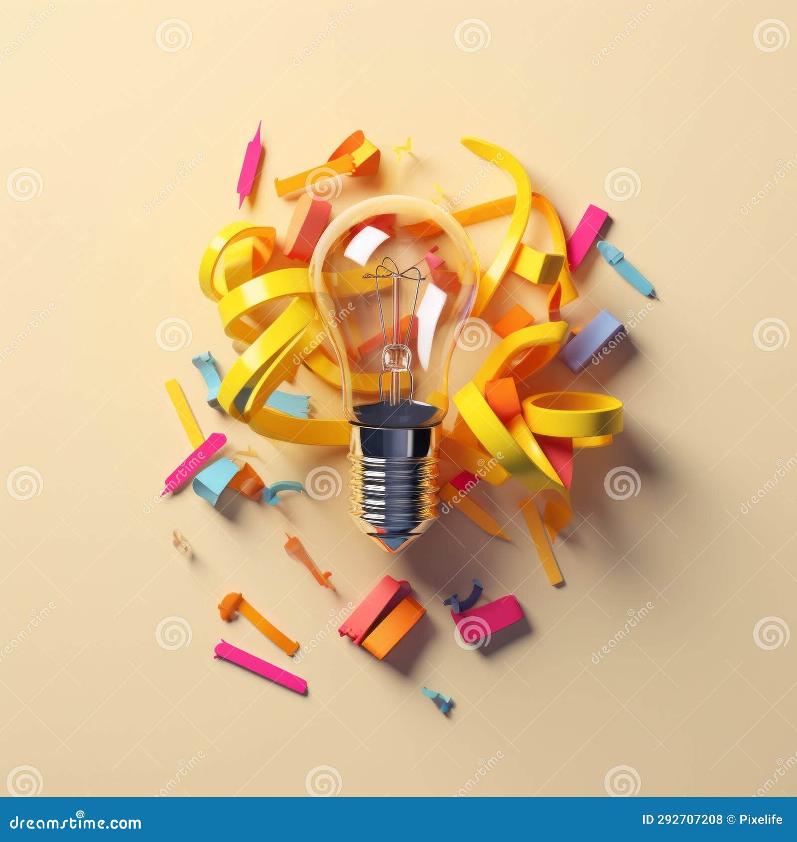 Idea Light Bulb with Clips AI Generated Stock Illustration ...