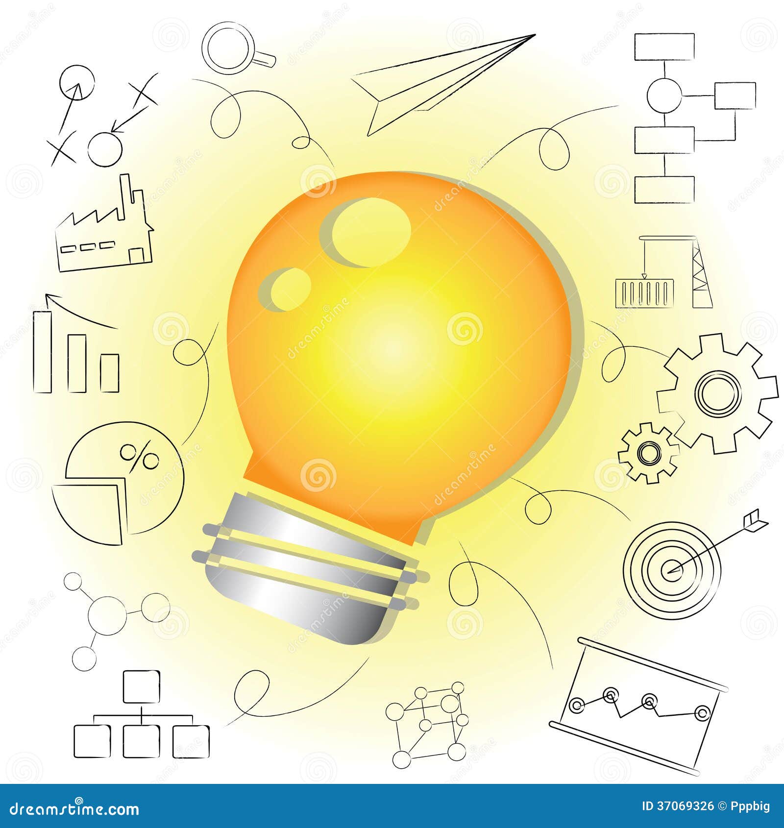Idea Light Bulb, Creative Solution Stock Illustration - Illustration of ...